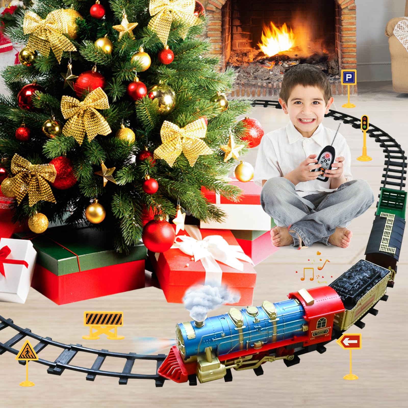 Neragron Train Sets for Kids, Electric Train Track Set with Remote ...
