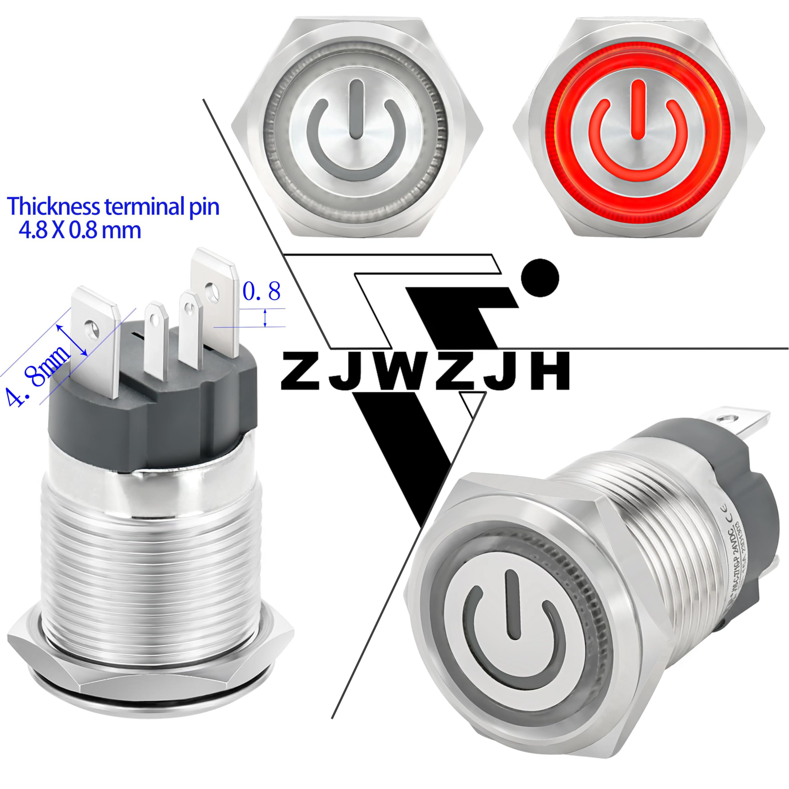 Snapklik.com : 15Amp Latching Push Button Switch 16mm 5/8" 12V-24VDC ...