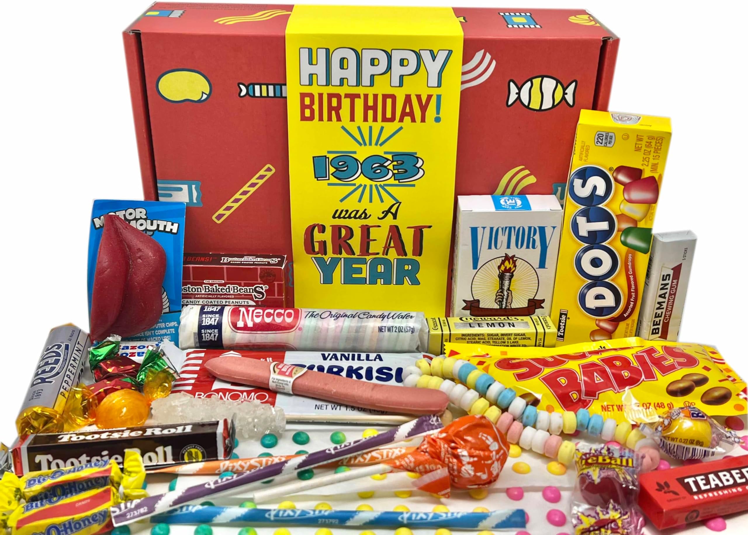 Amazon.com : RETRO CANDY YUM ~ 1963 62nd Birthday Gift Basket Box of ...