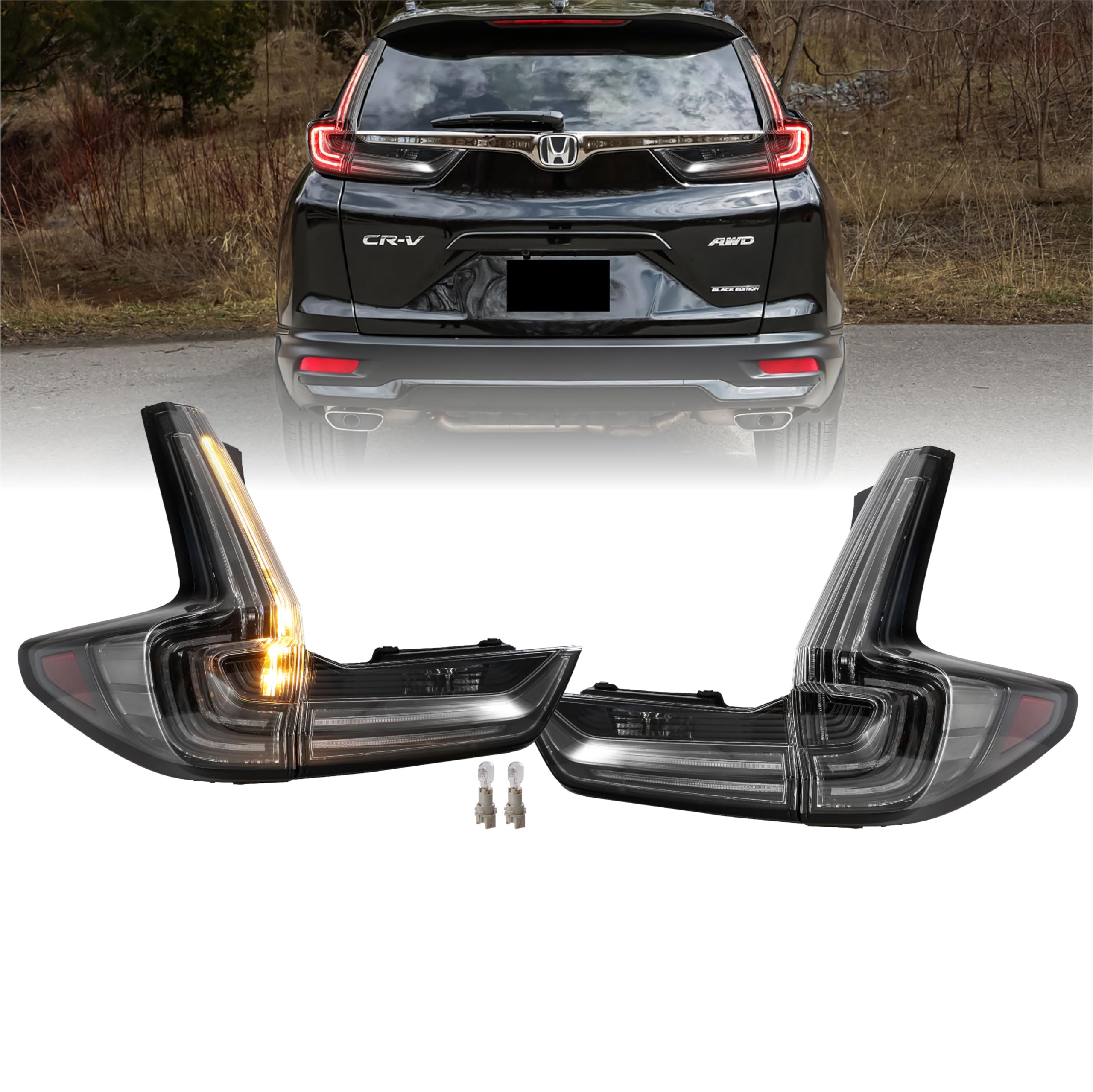 Amazon.com: USR 17-2022 CRV LED Tail Light - Black Housing Clear Lens LED Tail Lamp Assembly Set ...