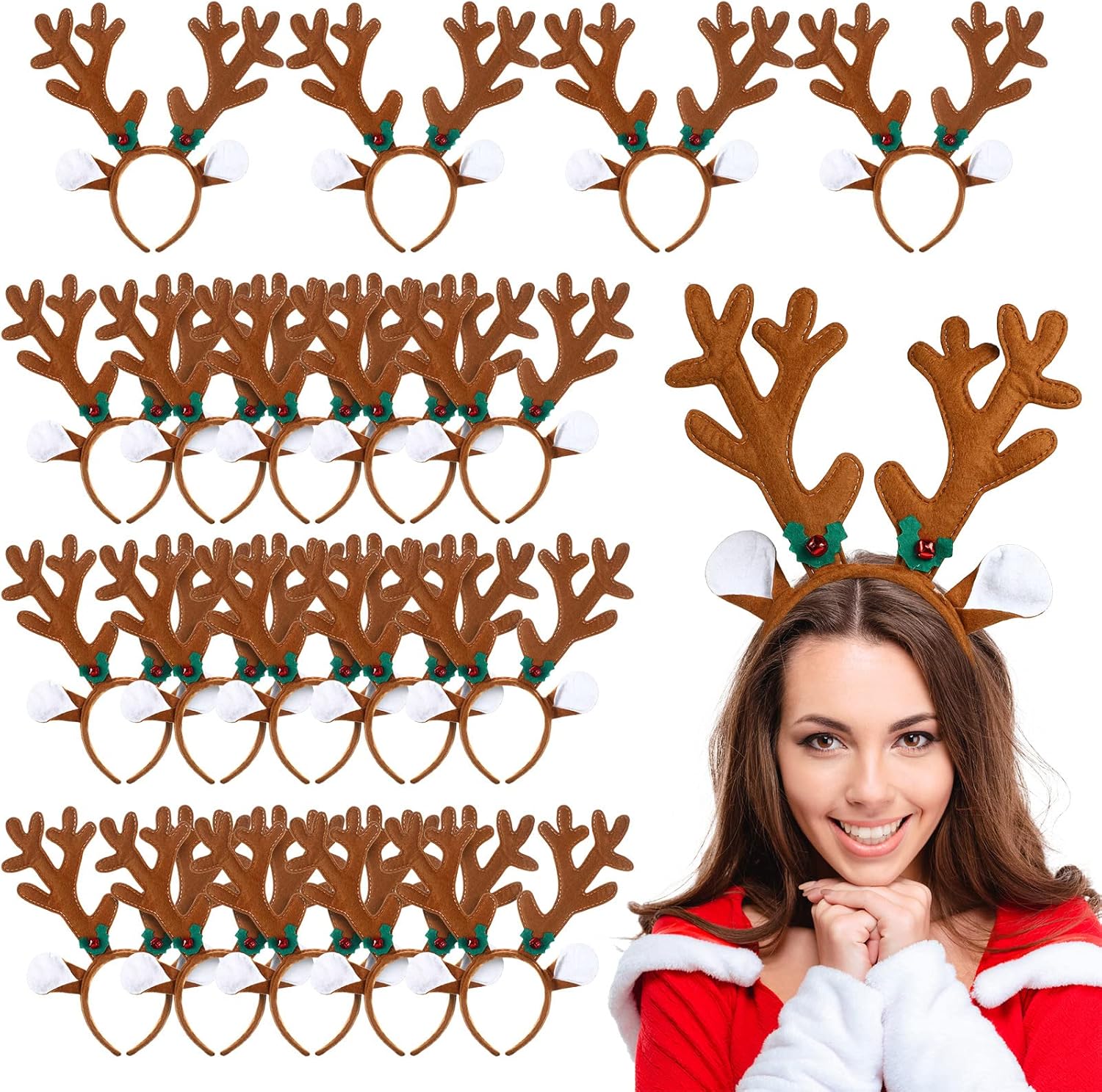 Amazon.com: Yunsailing 20 Pcs Large Reindeer Antlers Headband Bulk ...