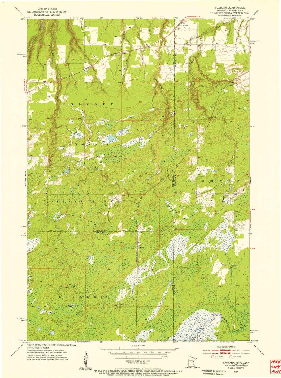 Amazon.com : YellowMaps Foxboro WI topo map, 1:24000 Scale, 7.5 X 7.5 ...