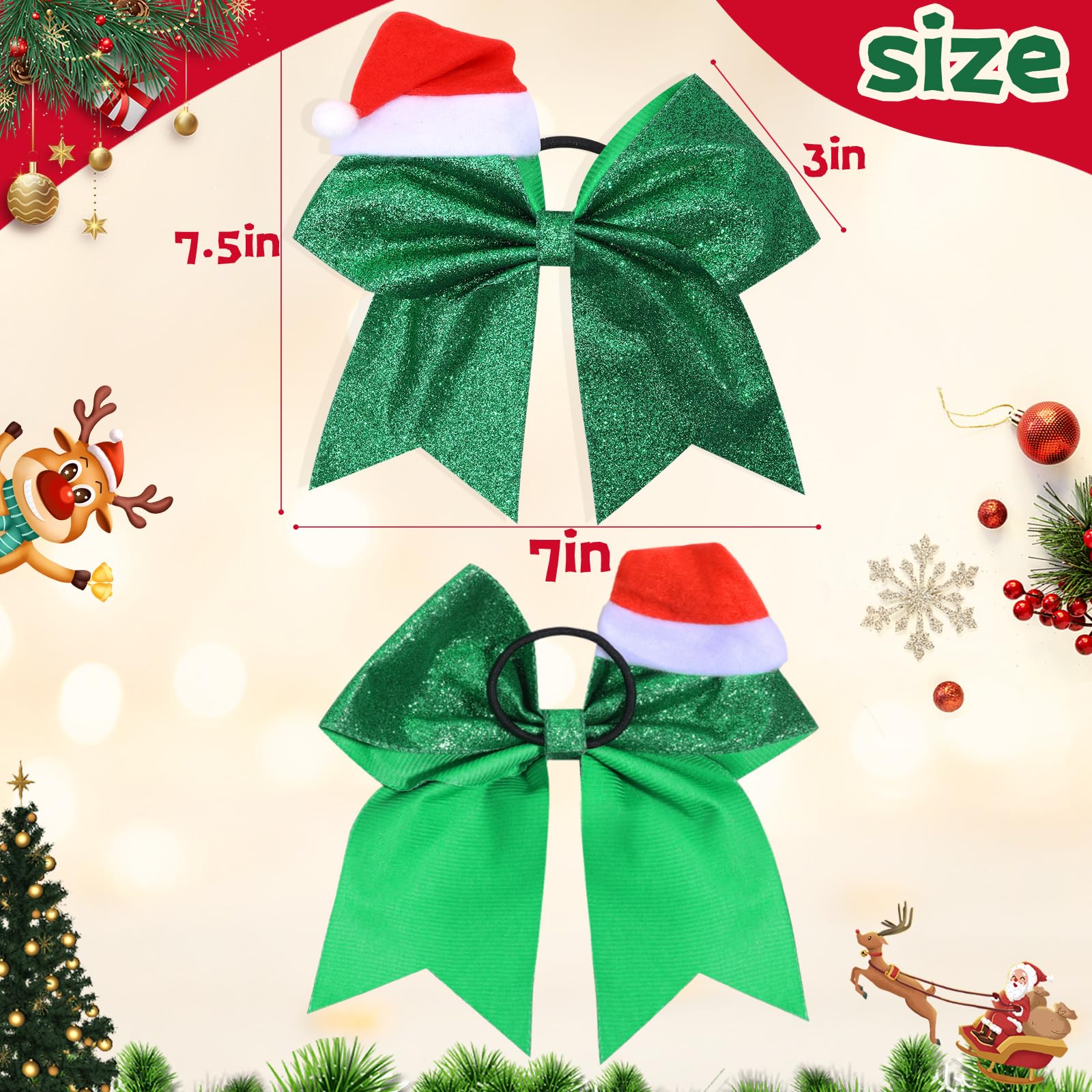 Snapklik.com : 4 PCS 7" Christmas Large Glitter Cheer Bows For ...