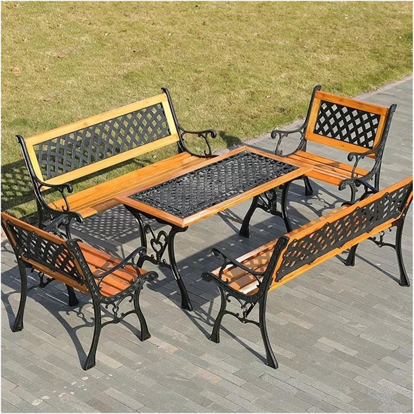Amazon.com: Outdoor Bench Outdoor Patio Bench, Cast Iron Outdoor Garden Bench with Backrest ...