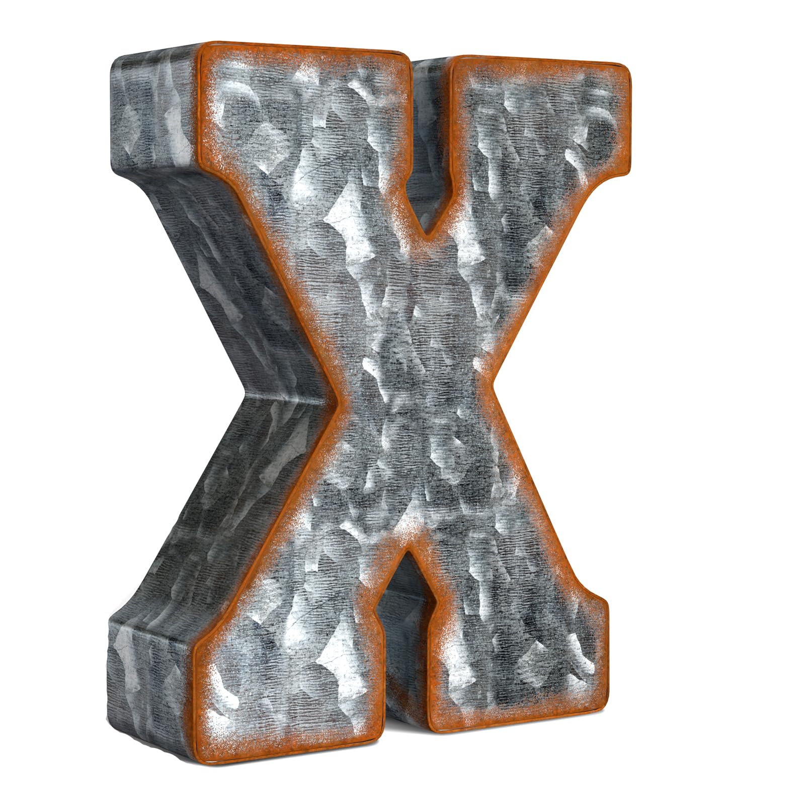 Snapklik.com : Galvanized Metal 3D Letter X