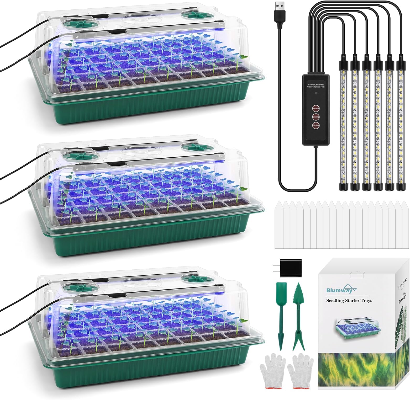 Amazon.com : Kirababy Seed Starter Tray with Grow Light, 2 Packs Seed ...
