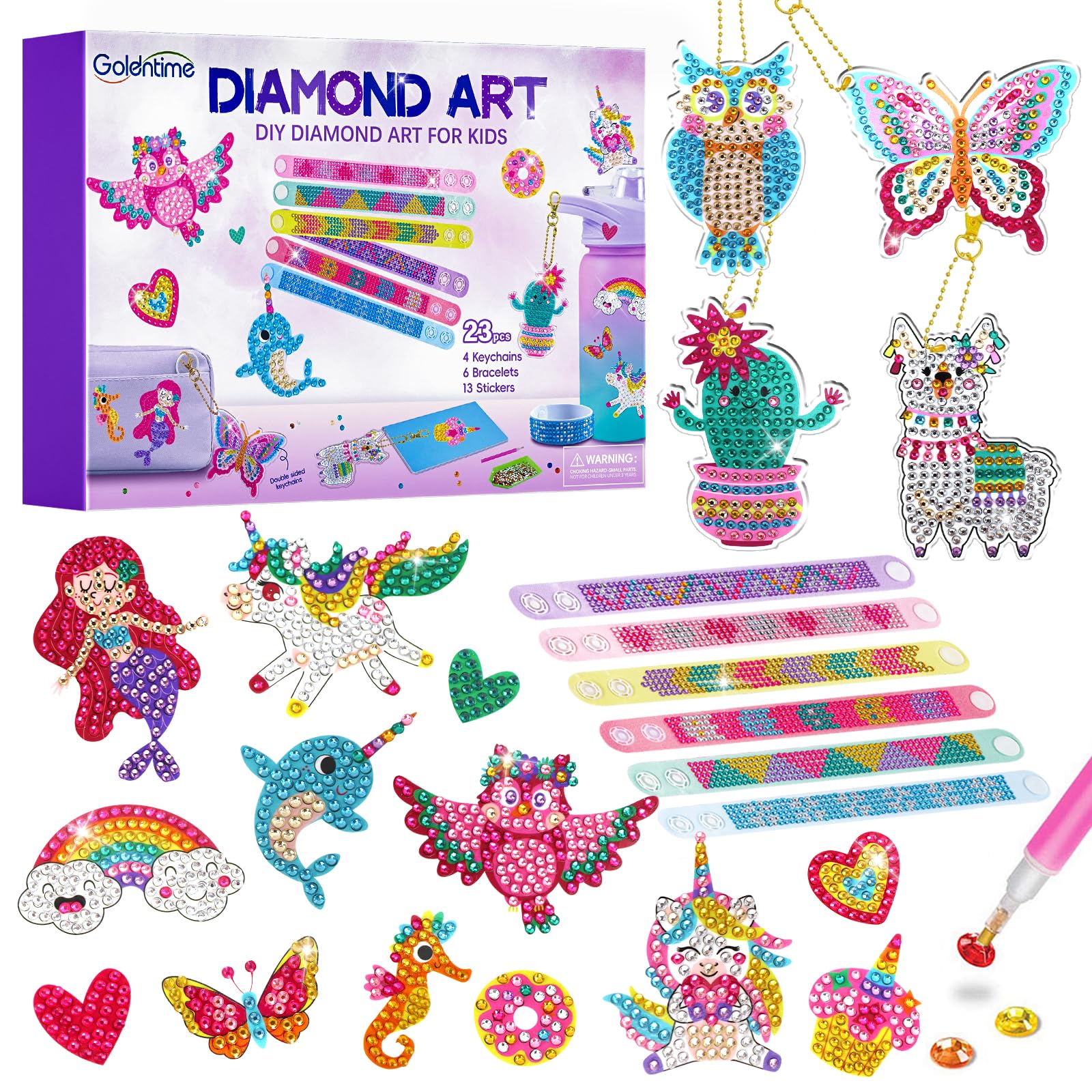 Amazon.com: Diamond Art Kits for Kids Including 6 Diamond Painting ...