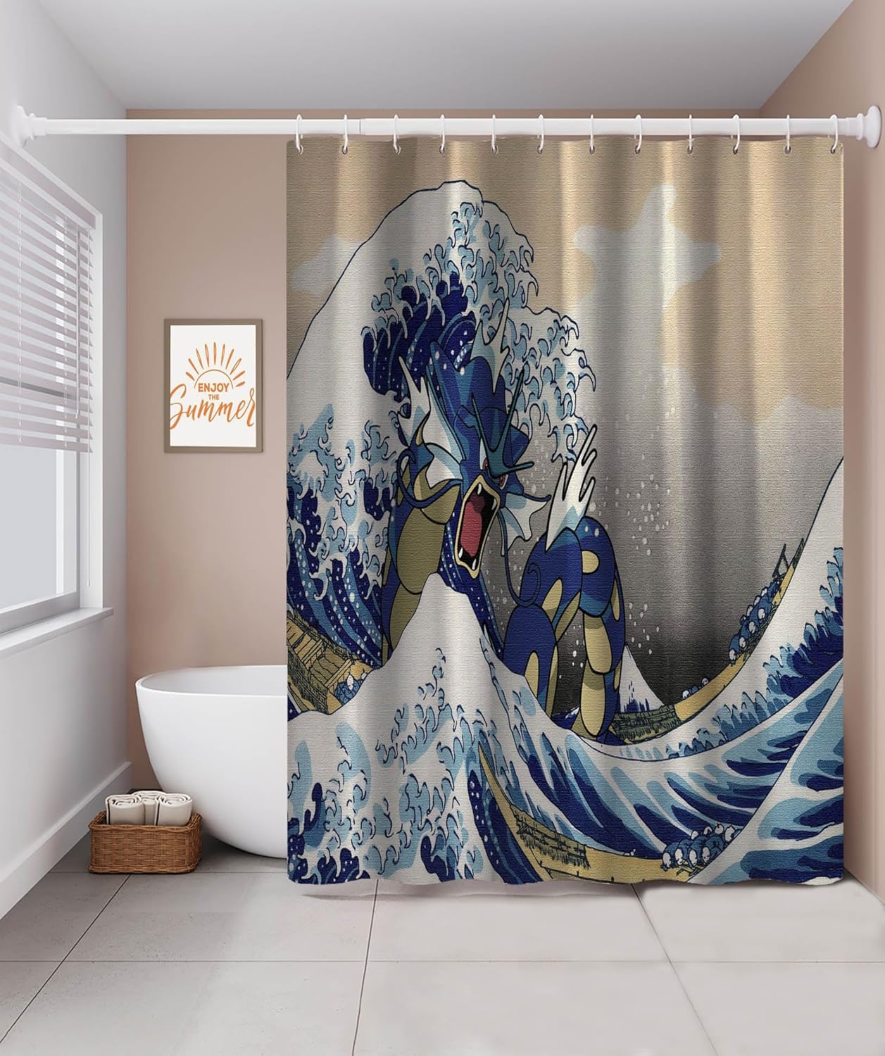 Amazon.com: Generic Funny Wave Theme Shower Curtain, Cute Cartoon ...