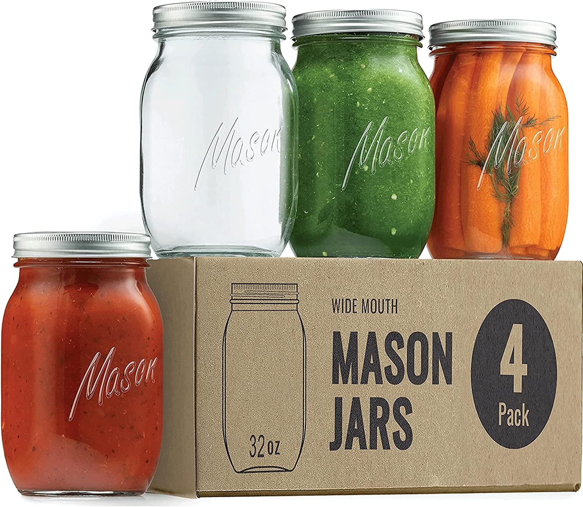 Amazon.com: SIPOMU Mason Jars, 6 Pack 32 oz Mason Jars with Lids and ...