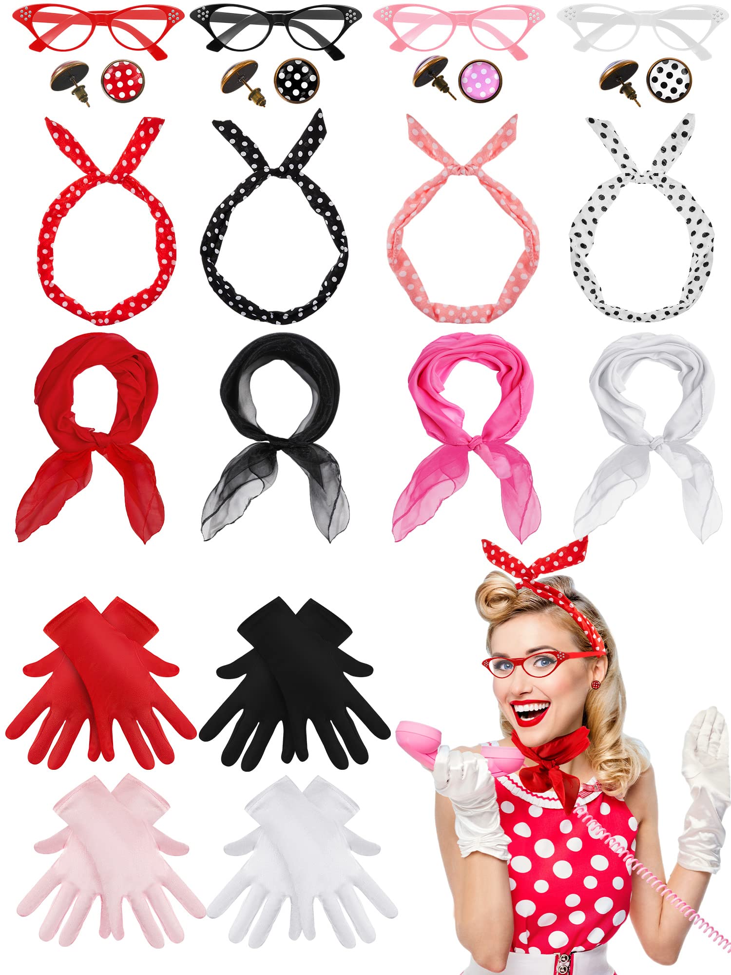 Amazon.com: Toulite 20 Pcs 50s Women Costume Accessories Set Includes ...