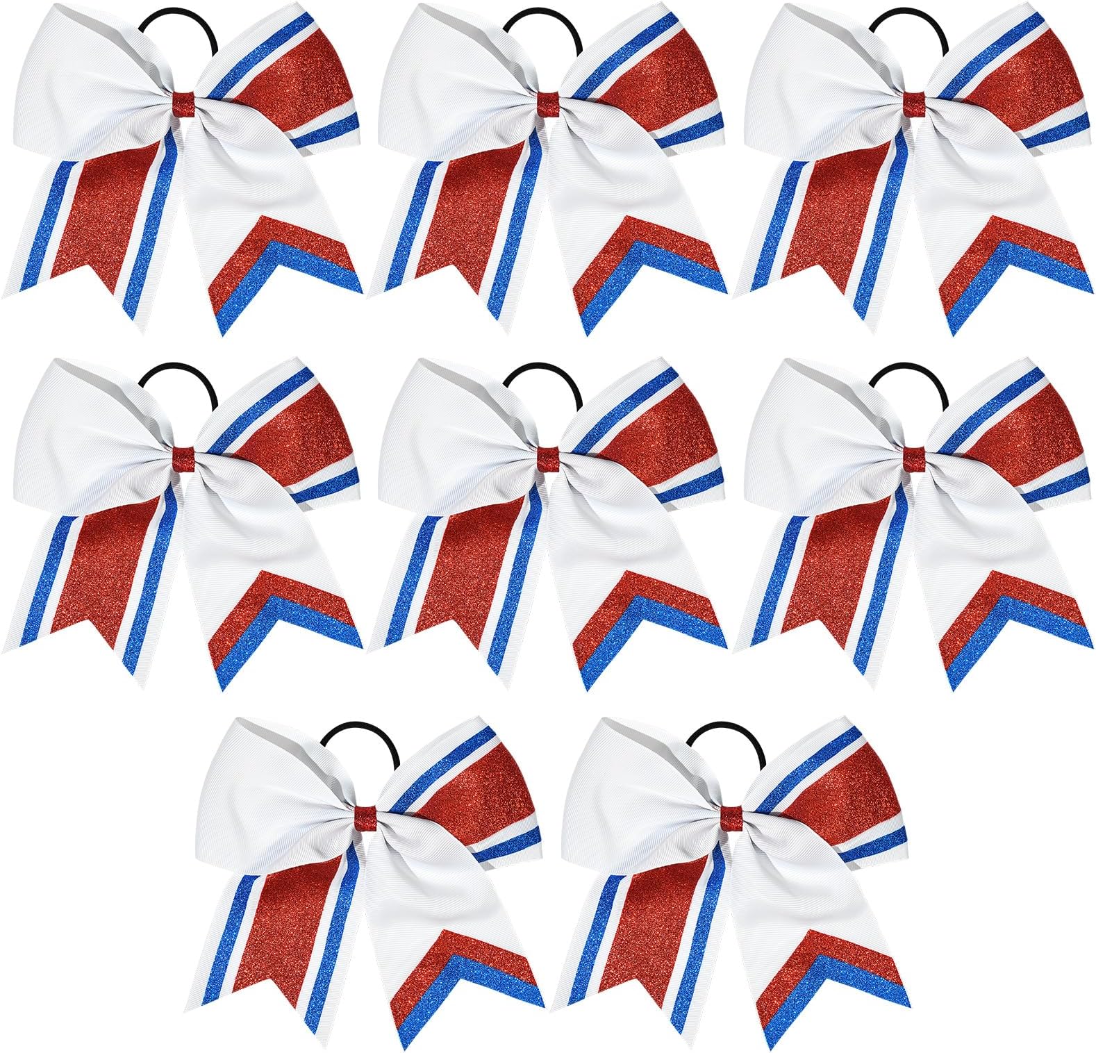 Amazon.com : 8 PCS Large Cheer Hair Bows 8" Glitter Hair Bows Red Blue ...