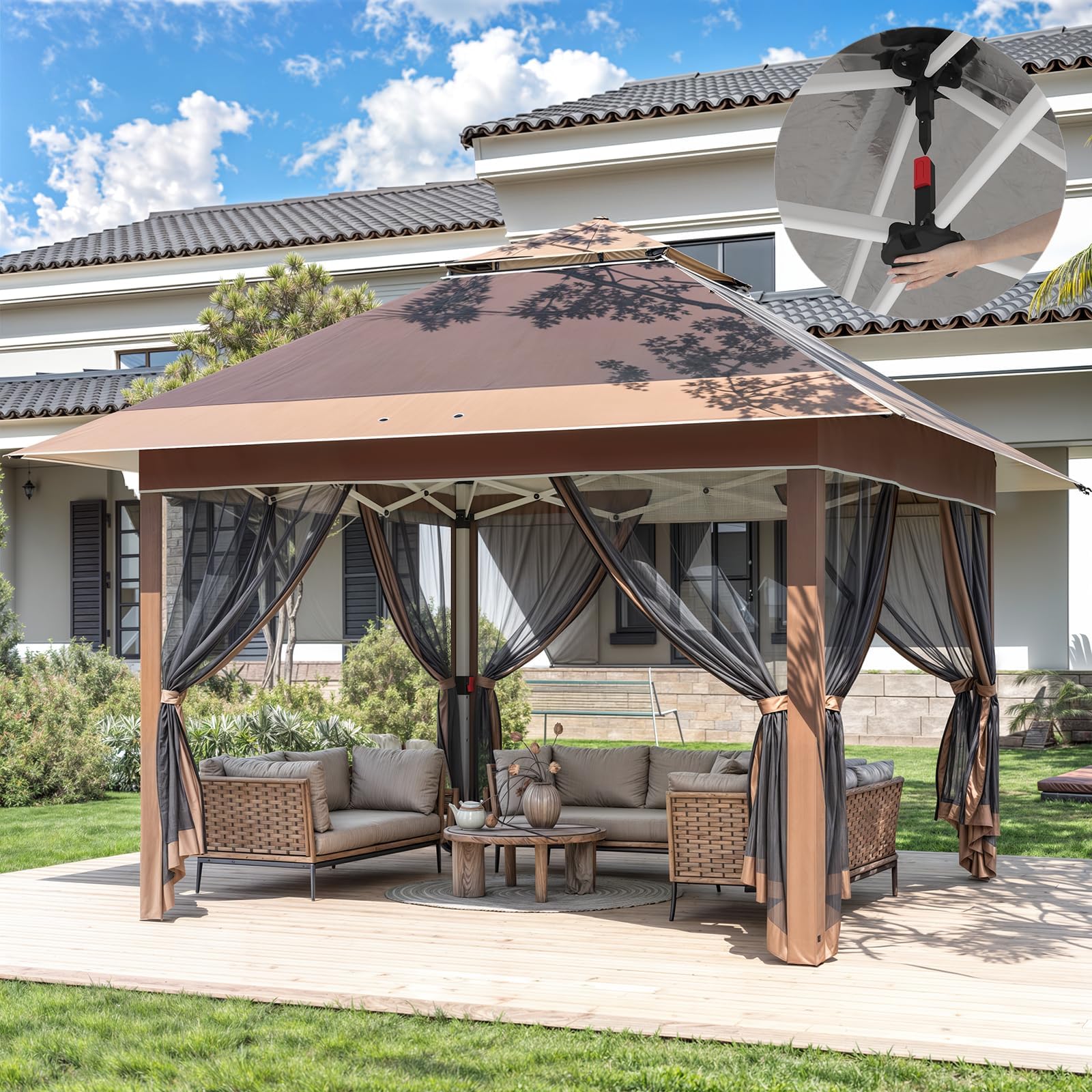 Amazon.de: Devoko Pavillon 3.28x3.28 Wasserdicht Stabil Pop up Pavillon ...