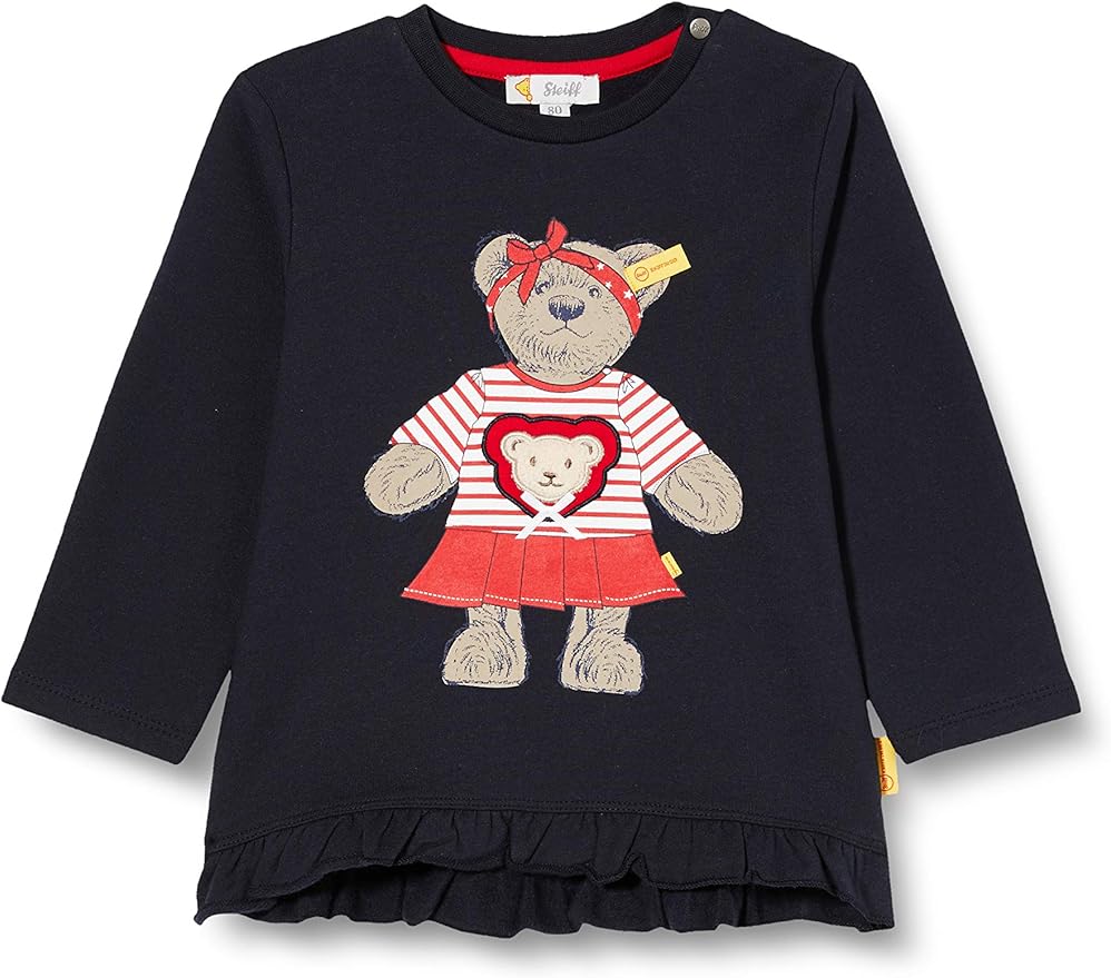 Steiff Baby-meisje met zoete teddybärapplication sweatshirt : Amazon.nl ...