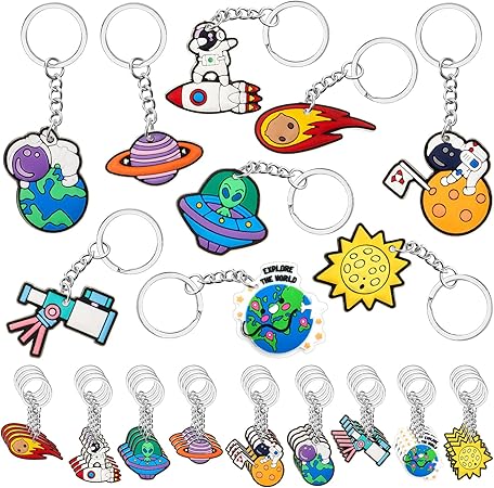 Amazon.com: Sasylvia 36 Pcs Space Party Favors Keychains 9 Styles Outer ...