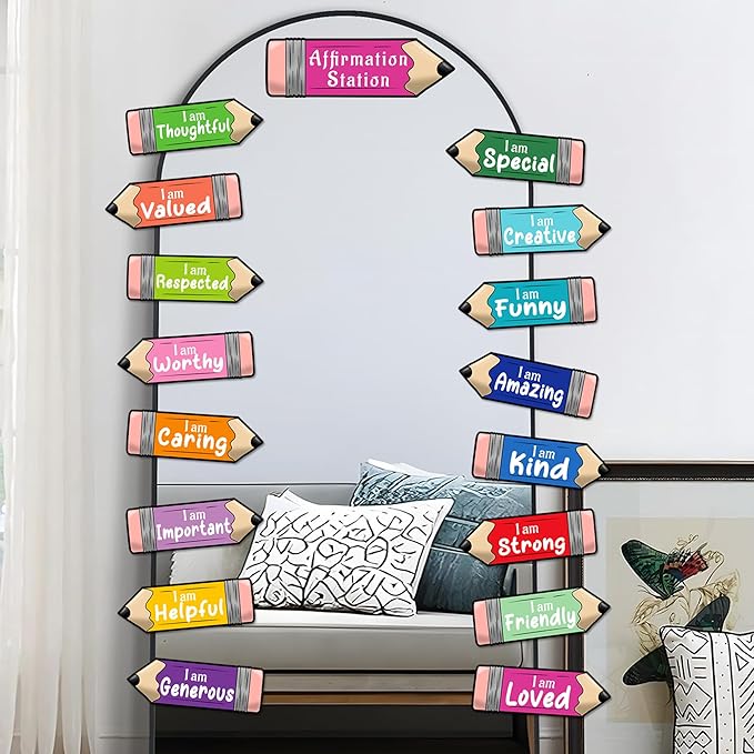 Amazon.com: Watercolor Inspirational Mirror Decals Pencil Cutouts ...