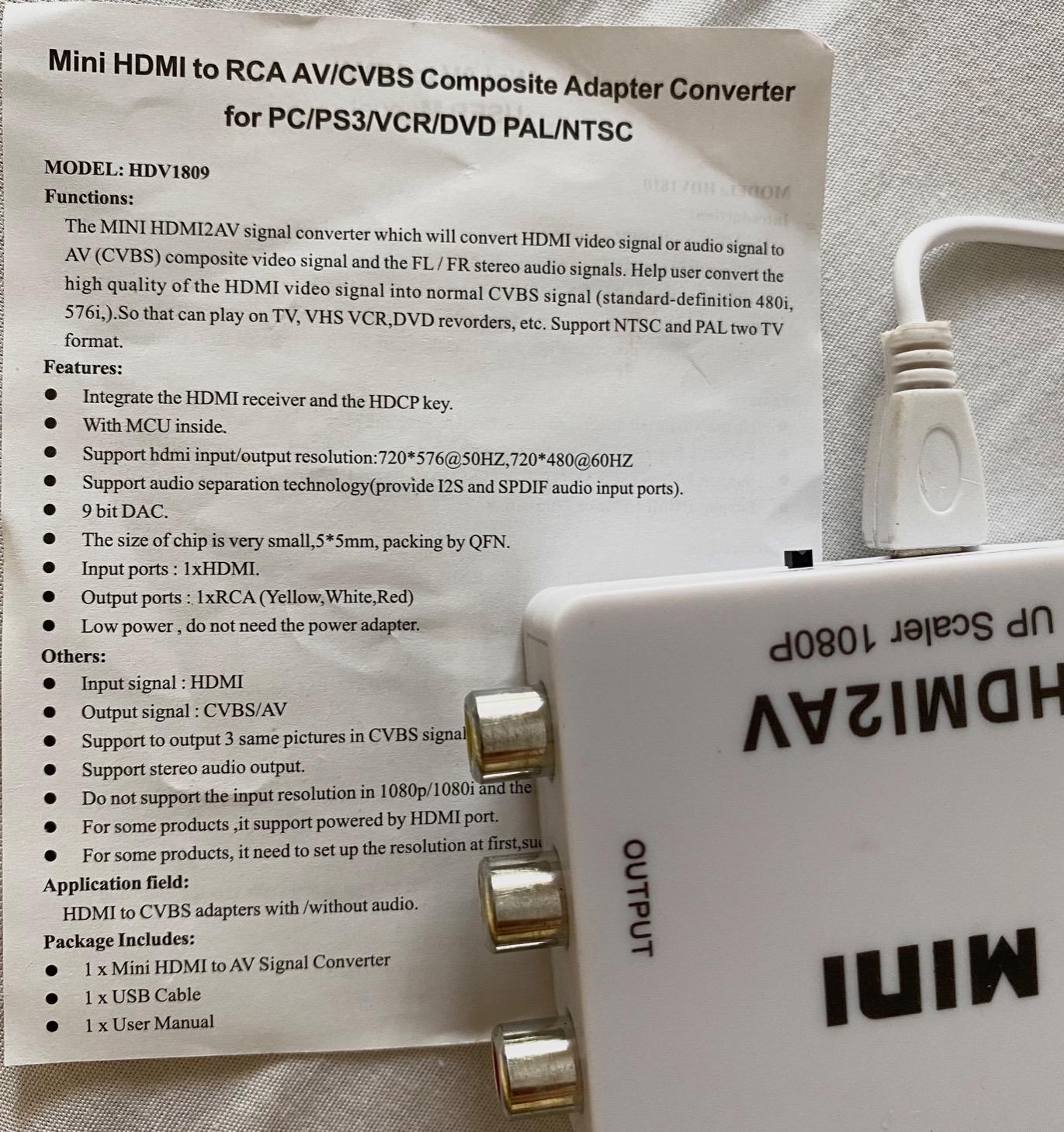 Buy Posh Mini HDMI2AV UP Scaler 1080P HD Video Converter Media ...