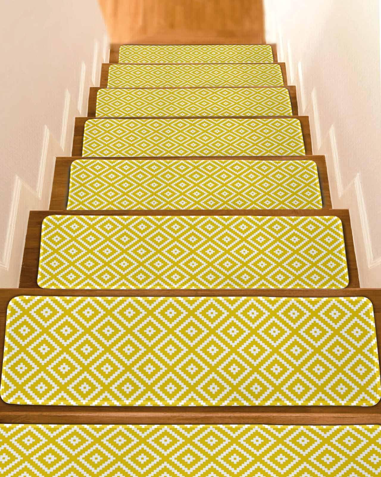 Snapklik.com : Modern Yellow Stair Treads For Wooden Steps Indoor, Non ...