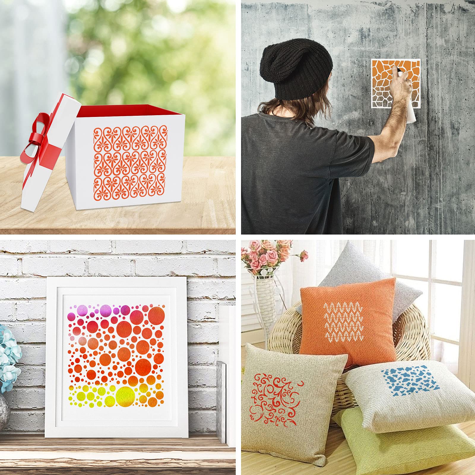 Buy OOTSR 9 Pieces Template Painting Stencil, 13 X 13 cm Art Craft ...