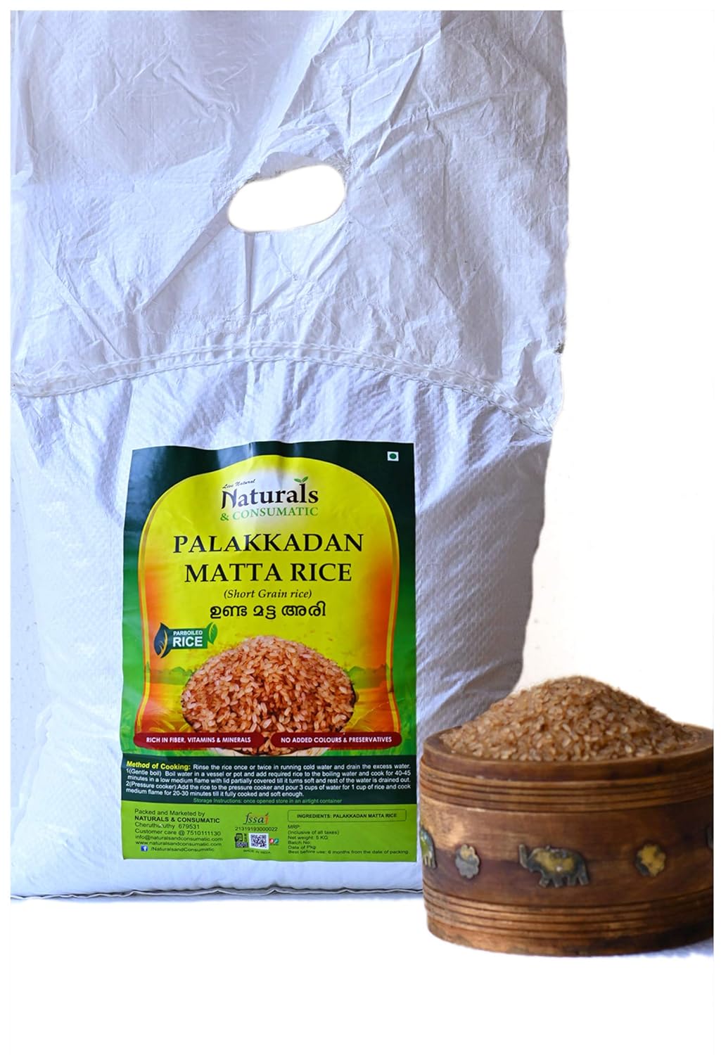 Naturals & Consumatic Premium Palakkadan Matta Rice | unda Matta | 5 KG ...