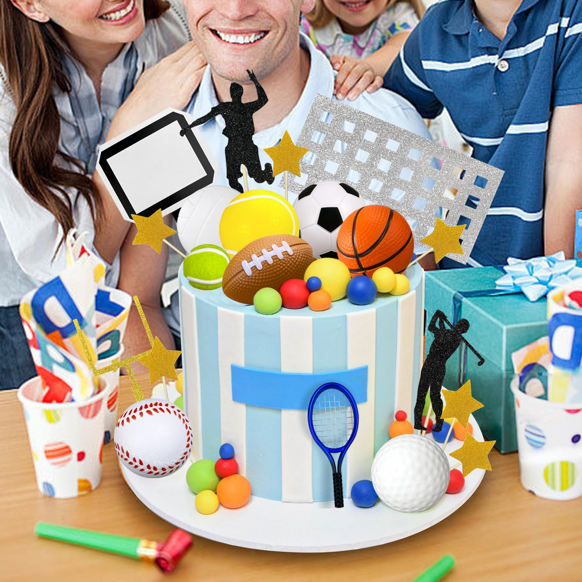 Snapklik.com : 25PCS Sports Cake Decorations Sports Ball Cake Toppers ...