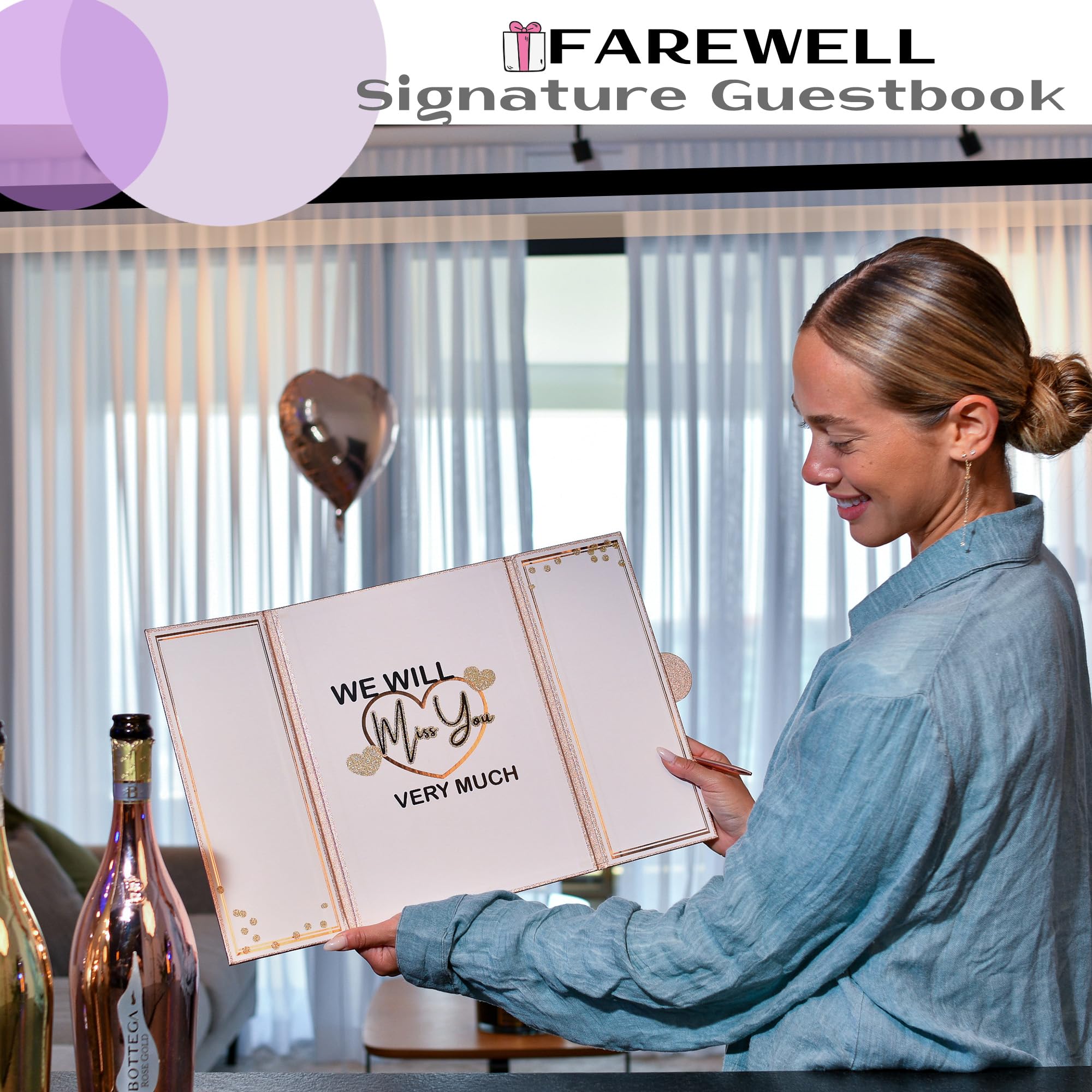 Snapklik.com : Farewell Party Decorations Guest Book Rose Gold 18"x12 ...