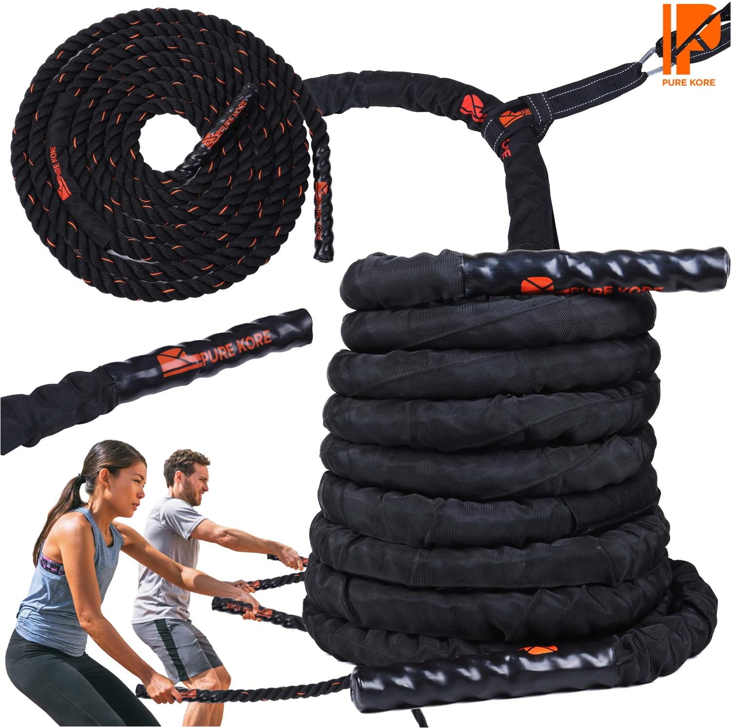 Amazon.com: Battle Ropes with Anchor Strap Kit - 100% PolyDac Heavy ...