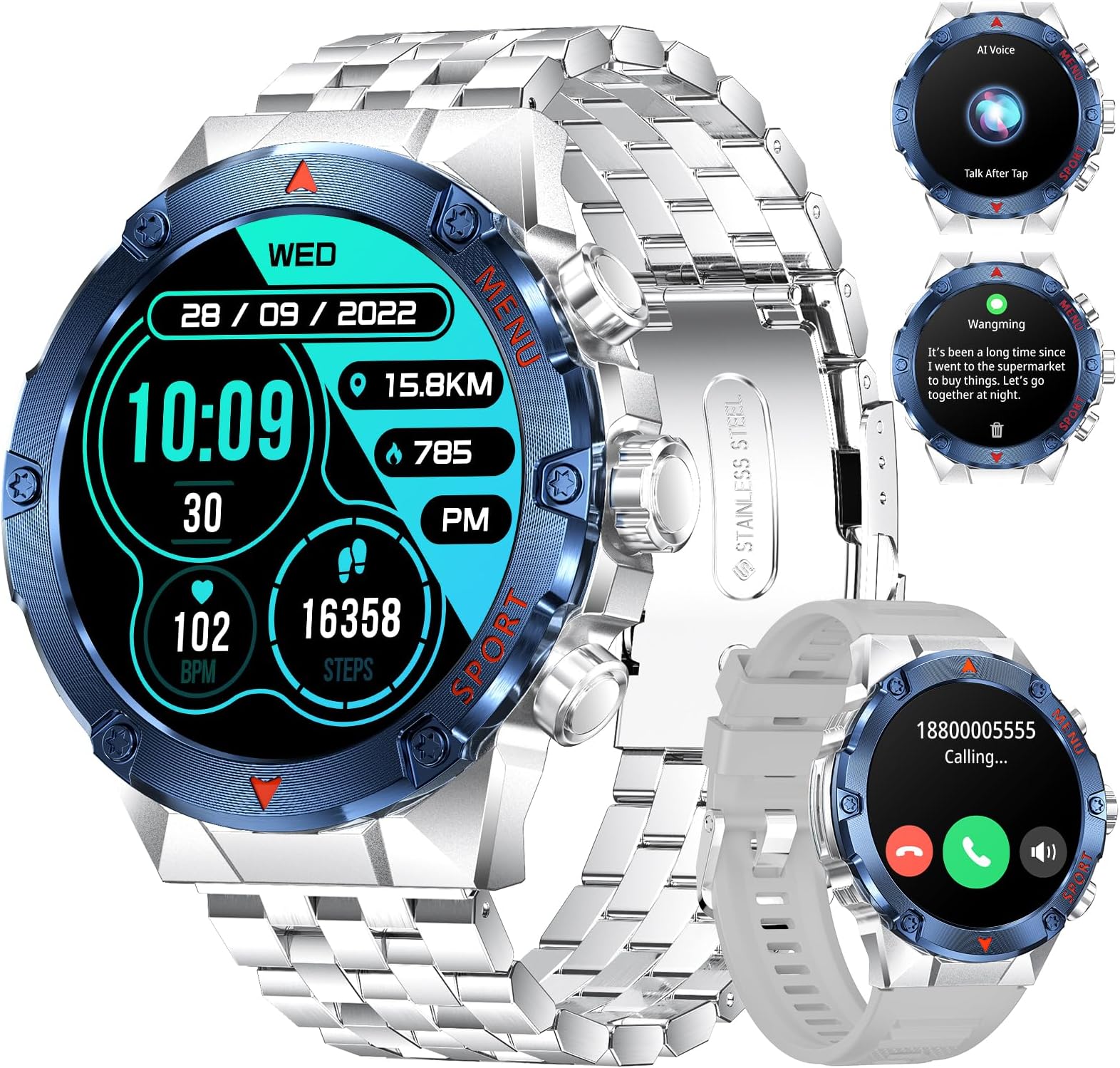 LIGE Smartwatch Herren mit Aod Mode,1.43'' Amoled HD Touchscreen Fitnessuhr IP68 Wasserdicht ...