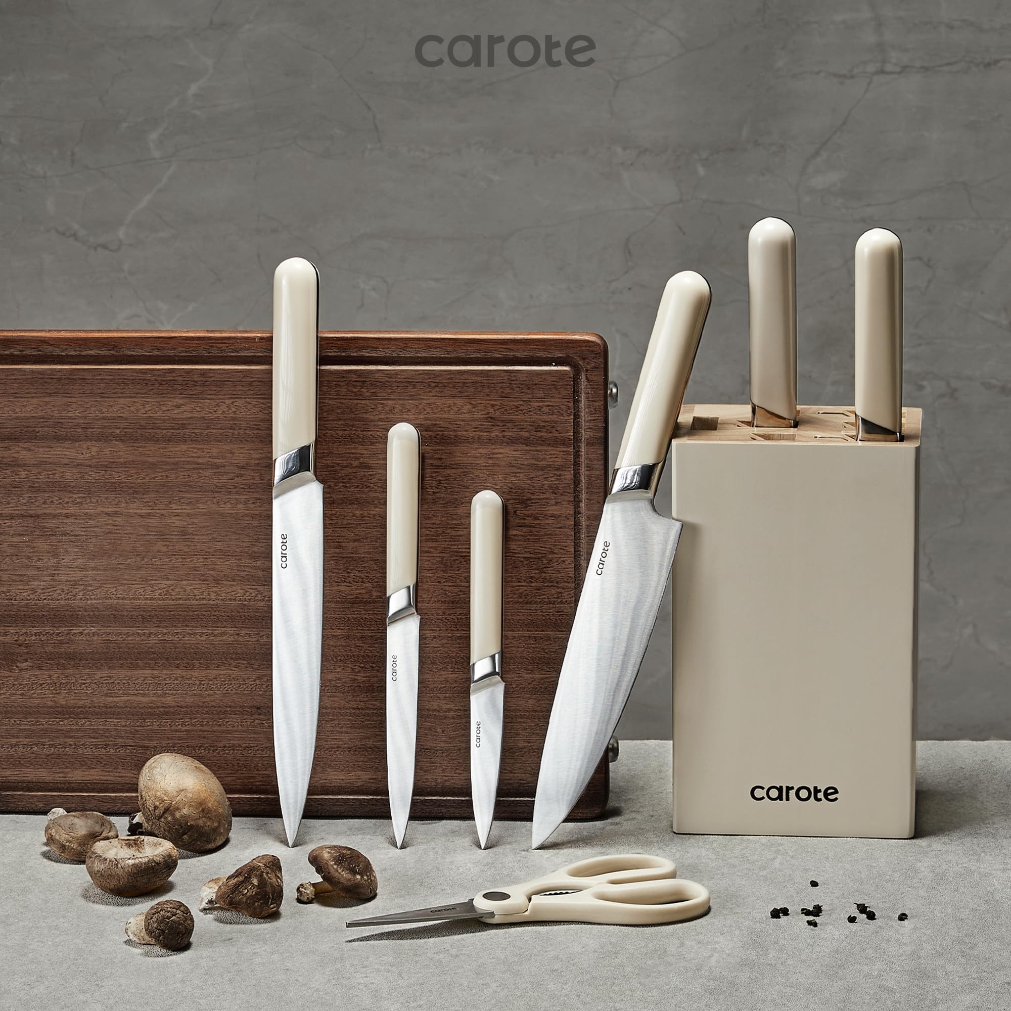 Snapklik.com : CAROTE 8PCS Kitchen Knife Bock Set, Stainless Steel ...