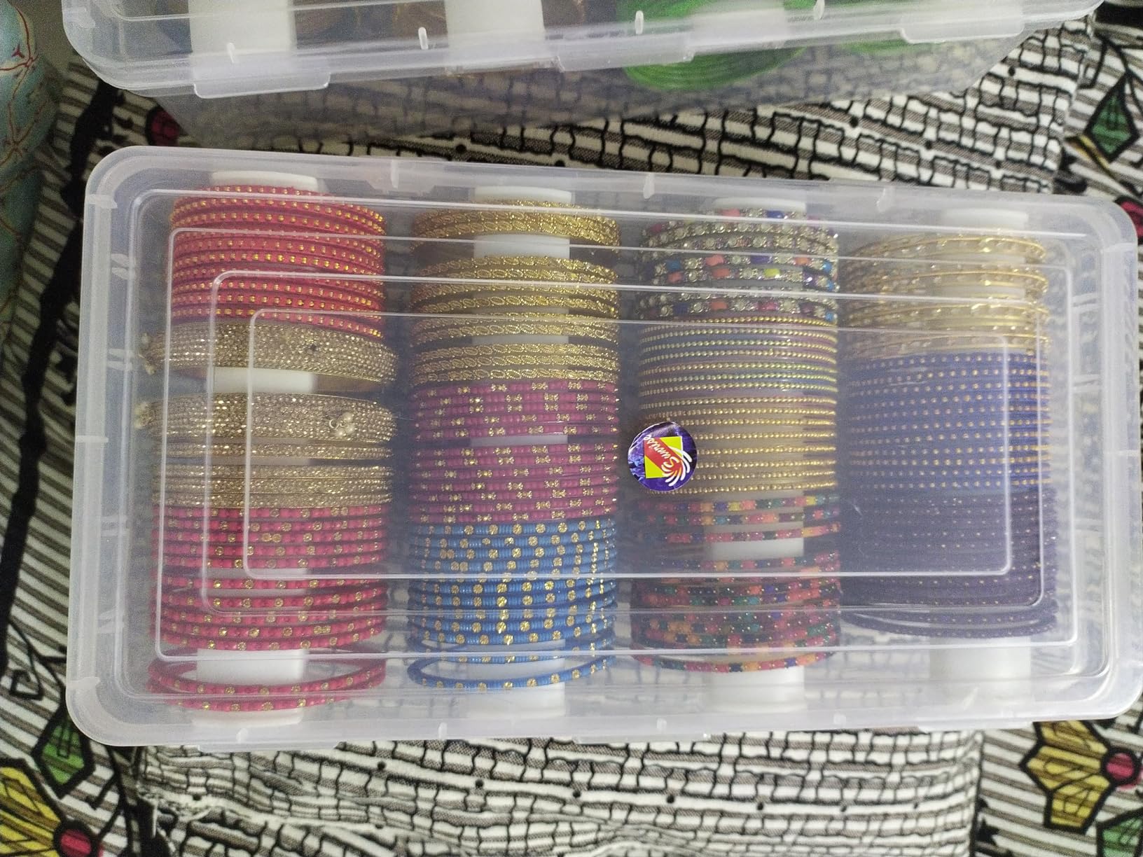 ANITYA Plastic Adjustable 4 Rod Bangle Box Organizer Jewellery Storage ...