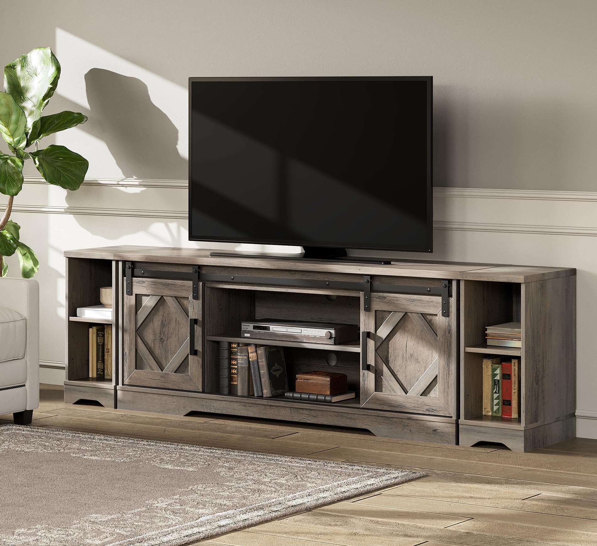 Amazon.com: Large TV Stand for 85 Inch TV, Wood Entertainment Center ...
