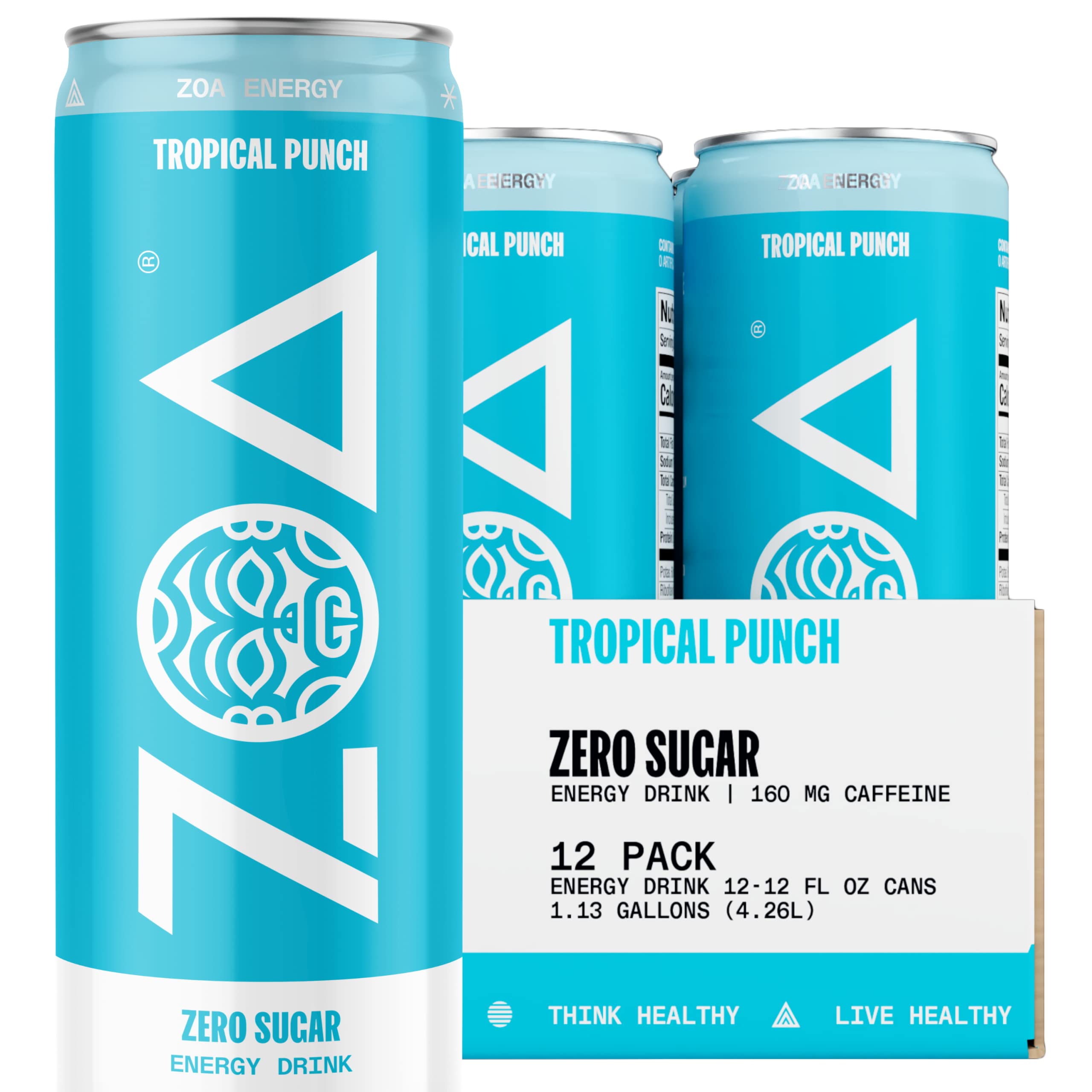 Snapklik.com : ZOA Zero Sugar Energy Drinks, Tropical Punch - Sugar Free