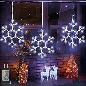 Amazon.com: Christmas Snowflake Icicle Lights Outdoor Decoration, LED ...