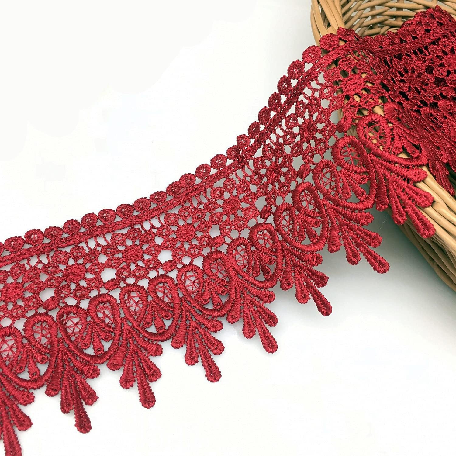 Amazon.com: FQTANJU 5 Yard Floral Lace Edge Trim 9cm Wide Ribbon Edging ...