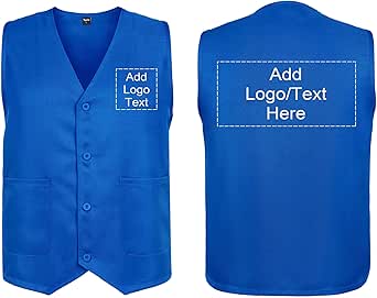 TopTie Custom Unisex Work Vest Volunteer Staff Button Vest Printed ...