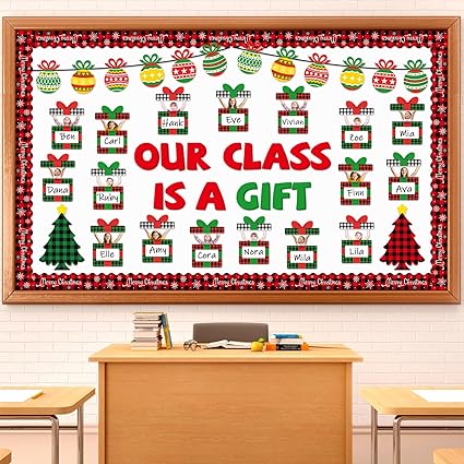 Amazon.com: Christmas Bulletin Board Decoration Set Xmas Gift Boxes ...