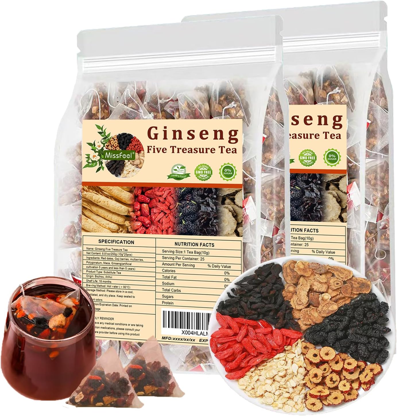 Amazon.com : Ginseng & Mulberry Herbal Tea, Kidney Tea Formula Ginseng ...