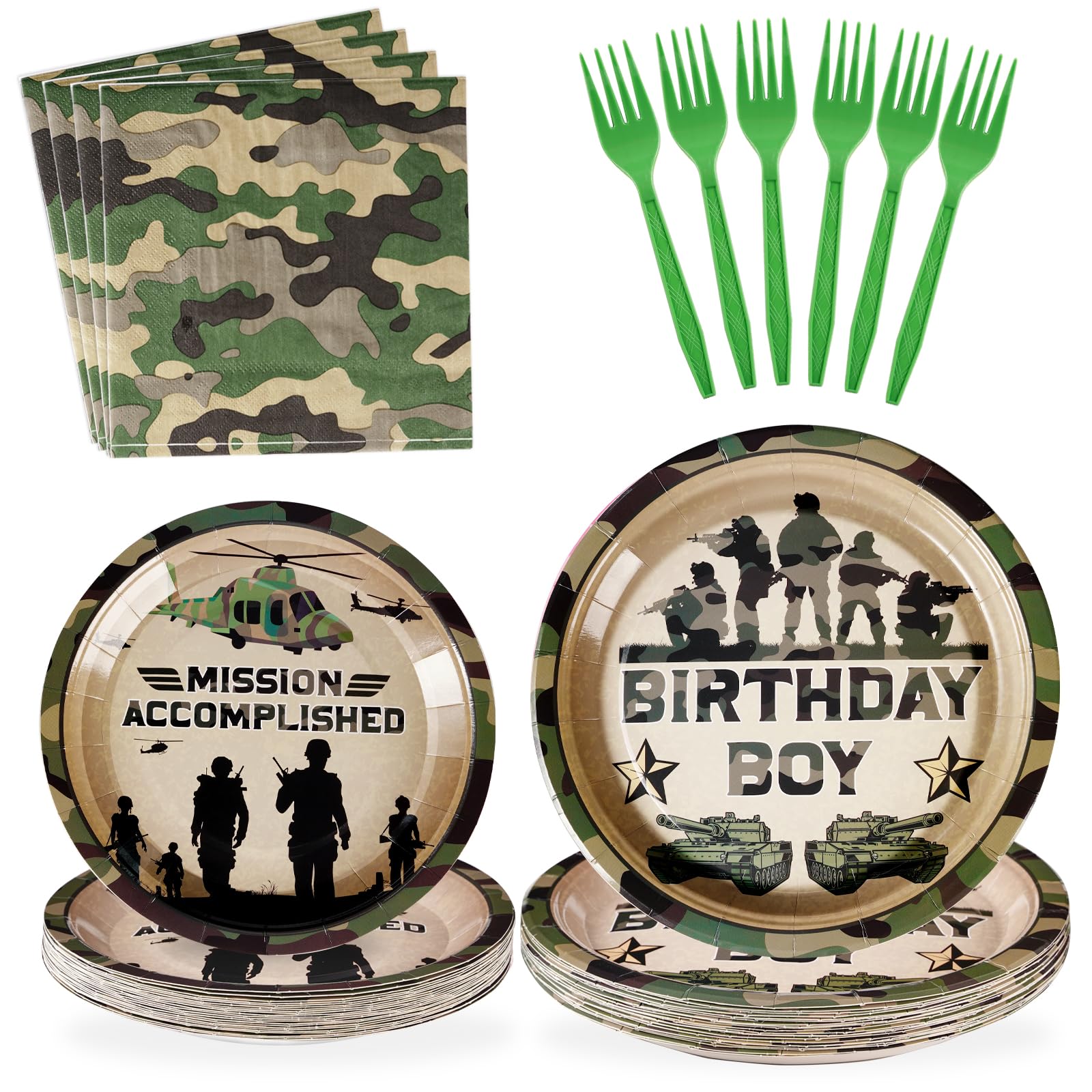 Amazon.com: 96Pcs Camo Birthday Party Supplies Camouflage Party Plates ...
