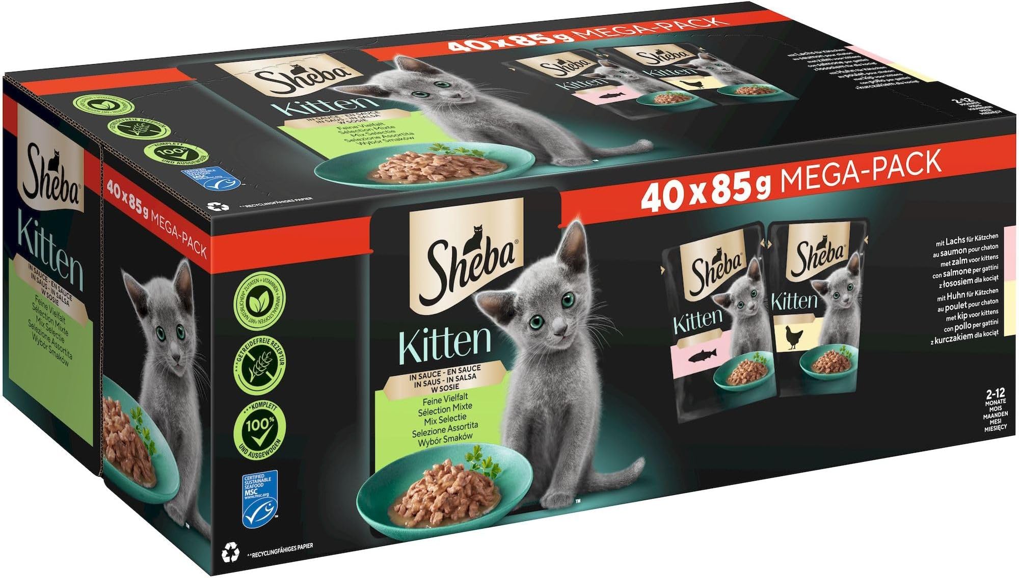 Sheba Katzen Nassfutter für Kitten im Portionsbeutel Feine Vielfalt mit ...