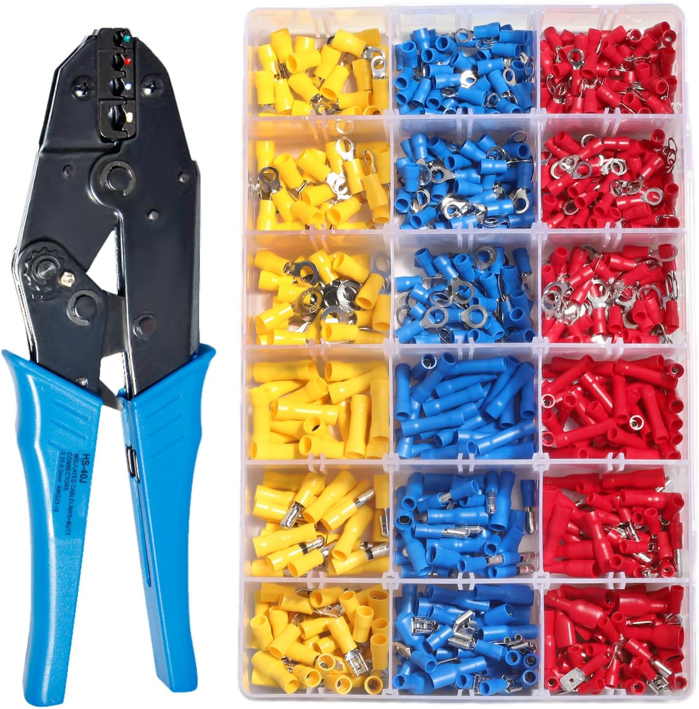 shengbowi Crimp Connectors Wire Gauge with battery cable lug Crimping Terminals Kit Insulated ...