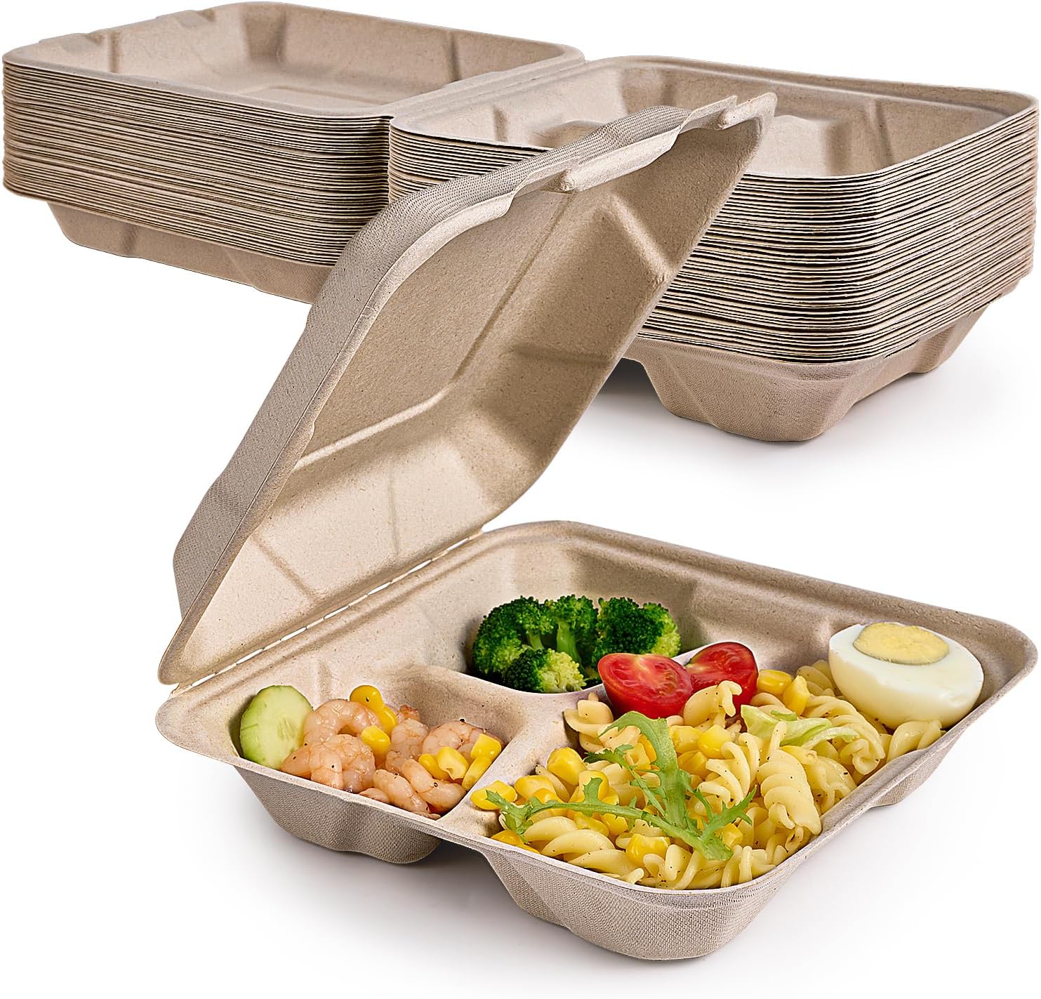Amazon.com: Vallo 100% Compostable Clamshell To Go Boxes For Food [8X8 ...