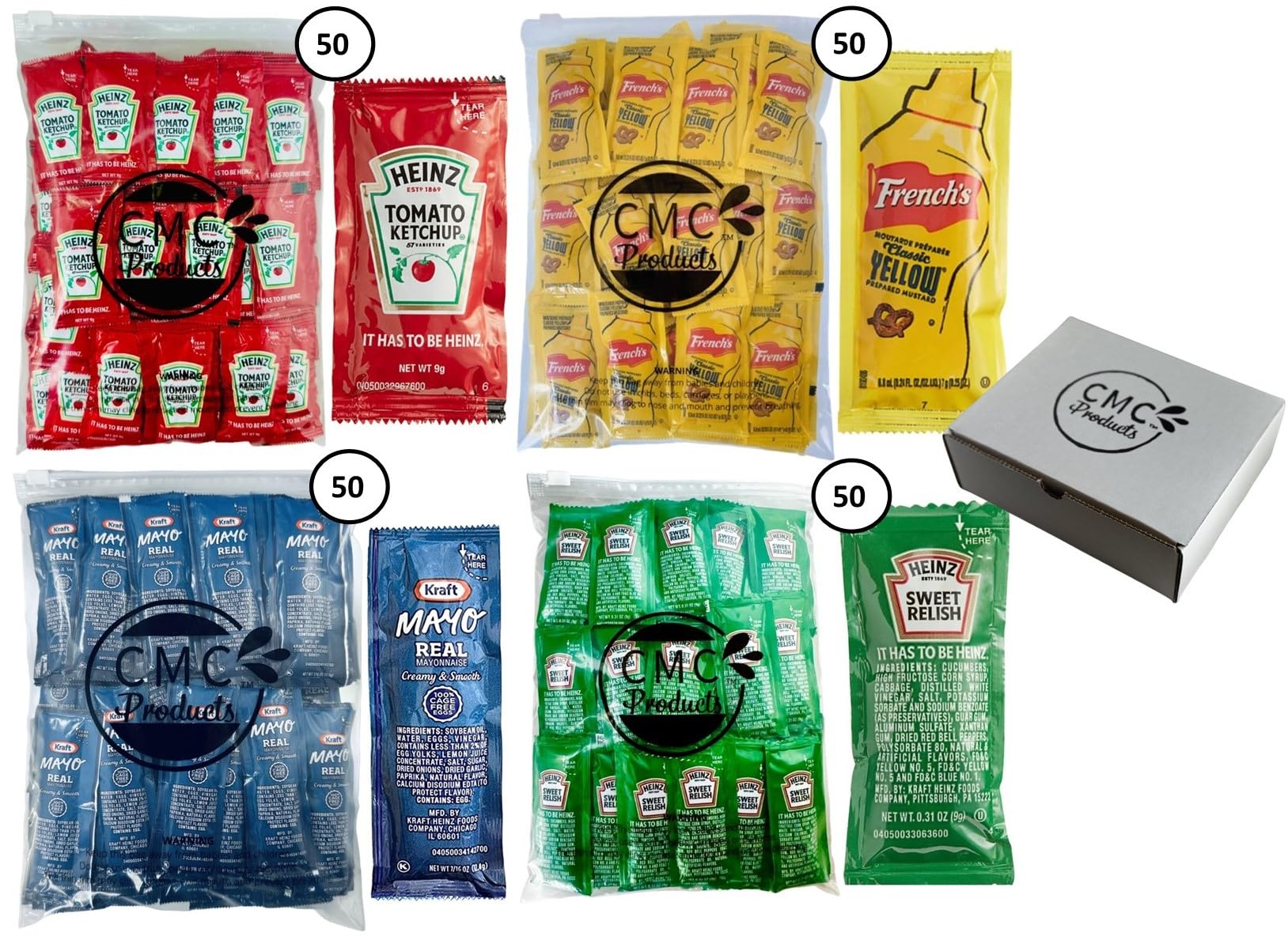 Amazon.com : CMC Products Condiment Gift Box: 200 Total Packets (50 ...