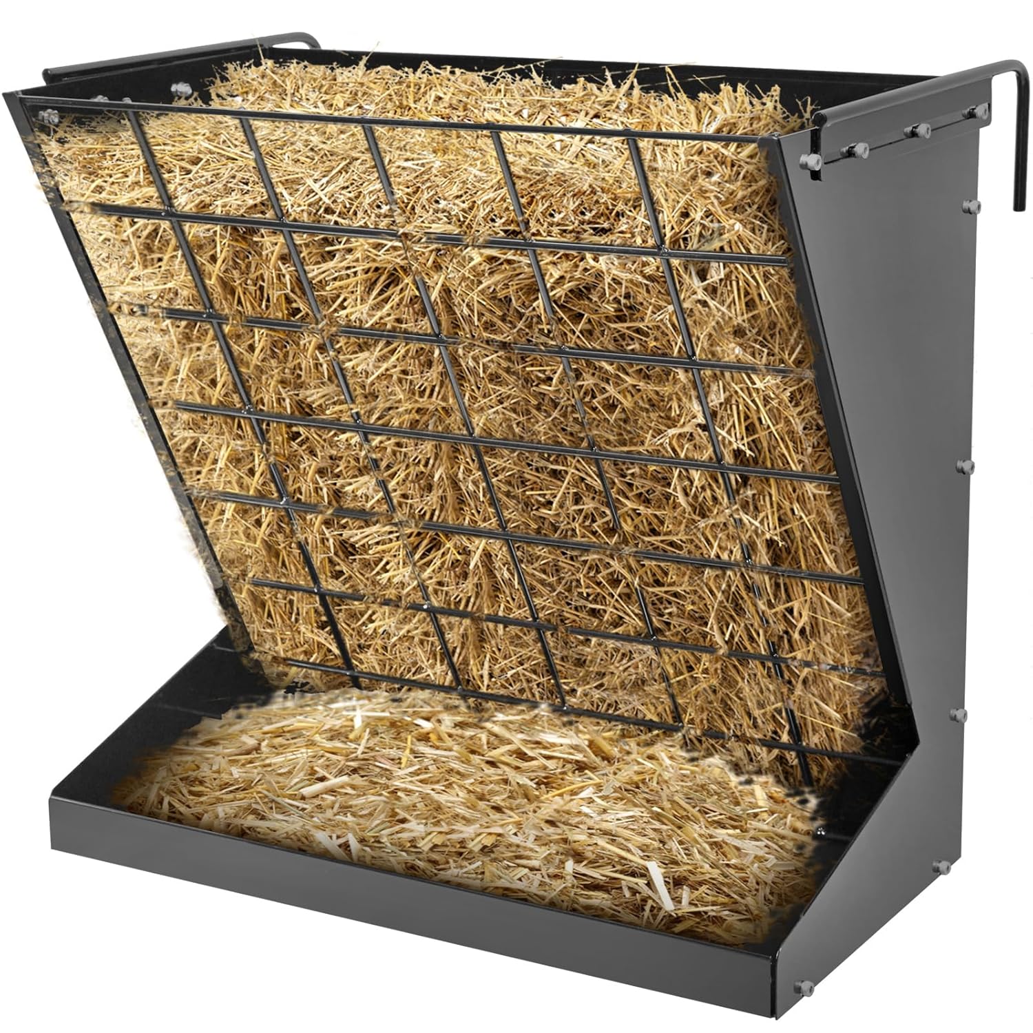 YXJSTO Wall Mount Hay Rack, Heavy-Duty Galvanized Metal 2 in 1 Hay and ...