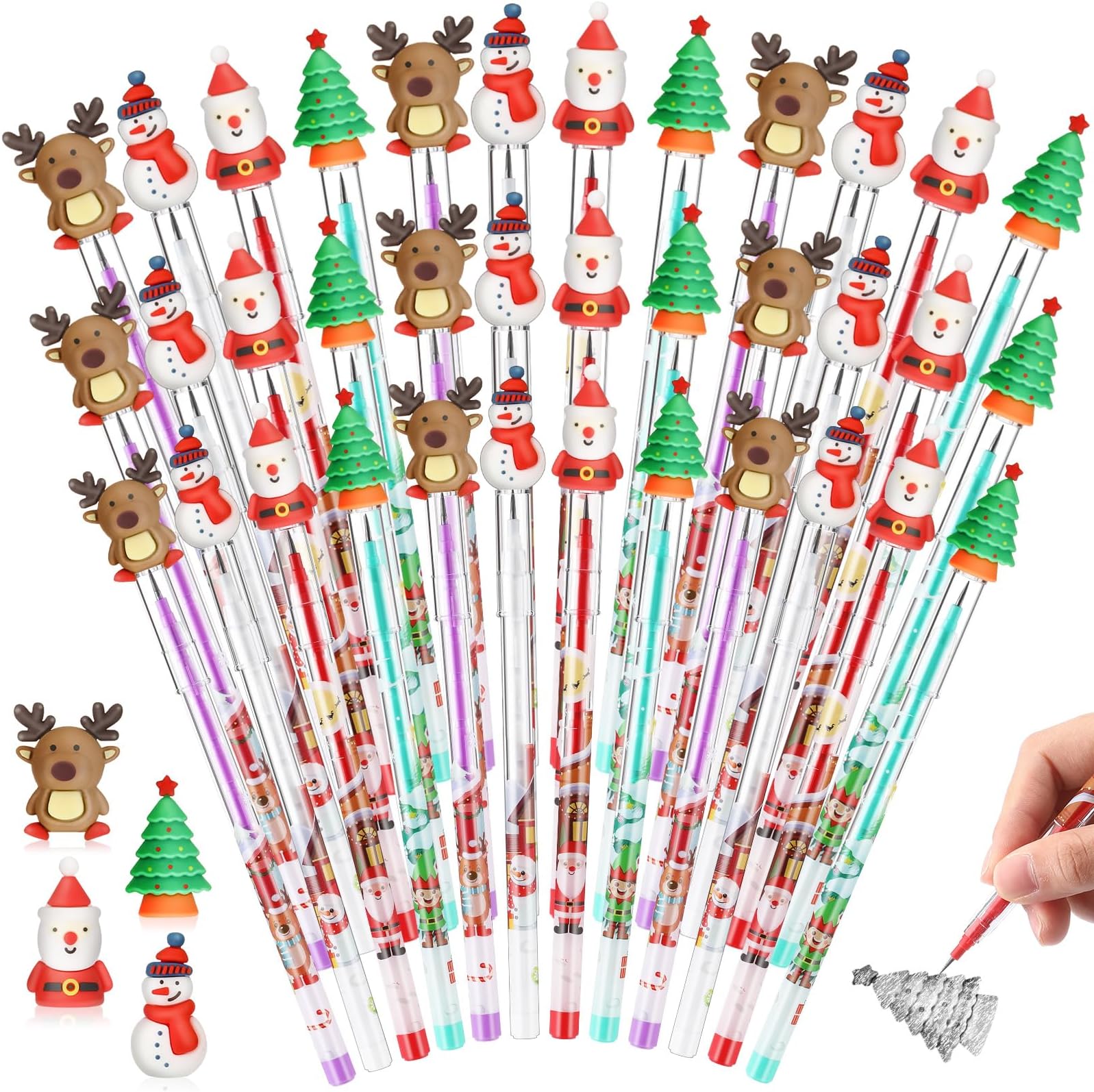 Amazon.com : Christmas Pencils Bulk Christmas Multi Point Stackable ...