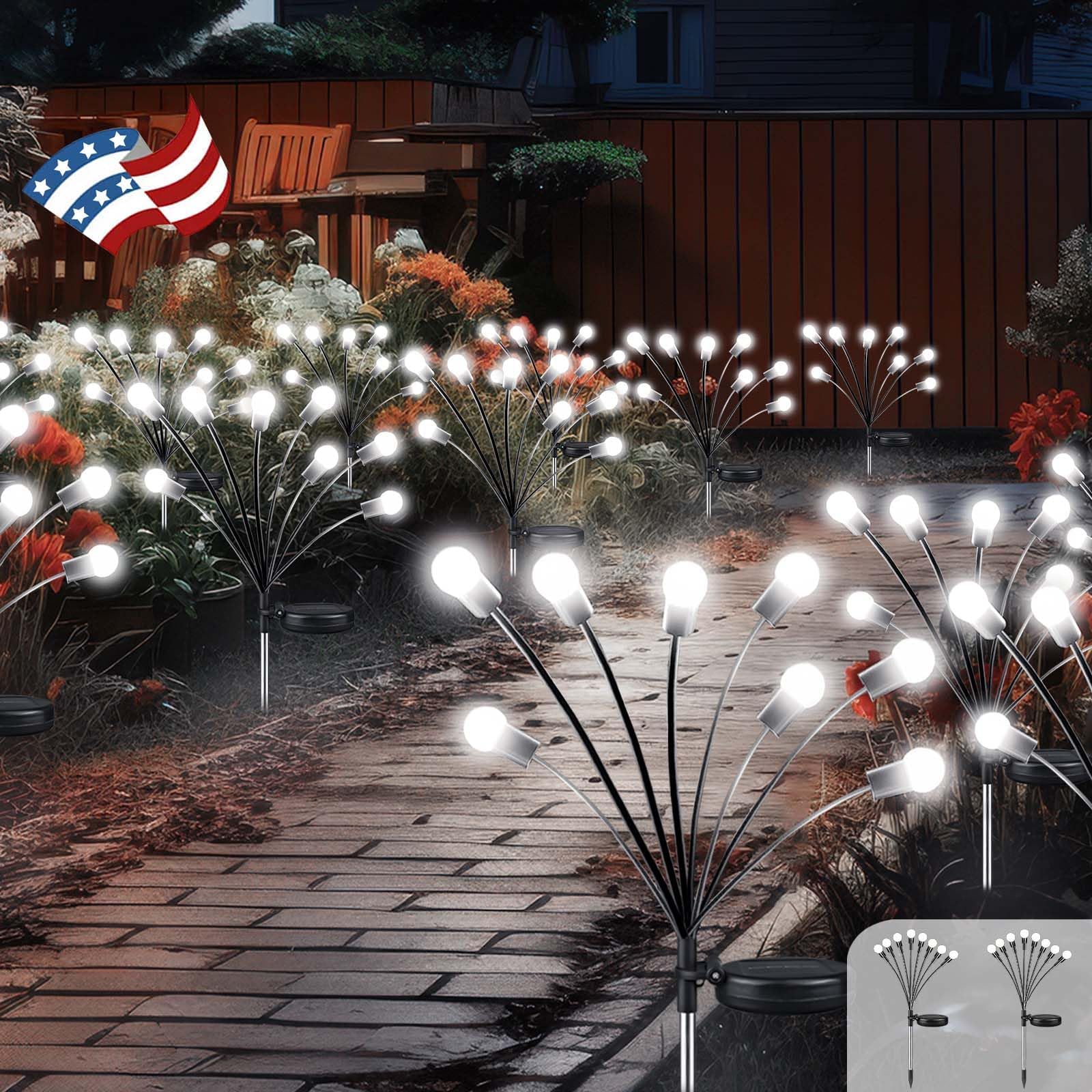 2024 Solar Garden Lights, 2 Pack Solar Firefly Lights, Solar Sway ...