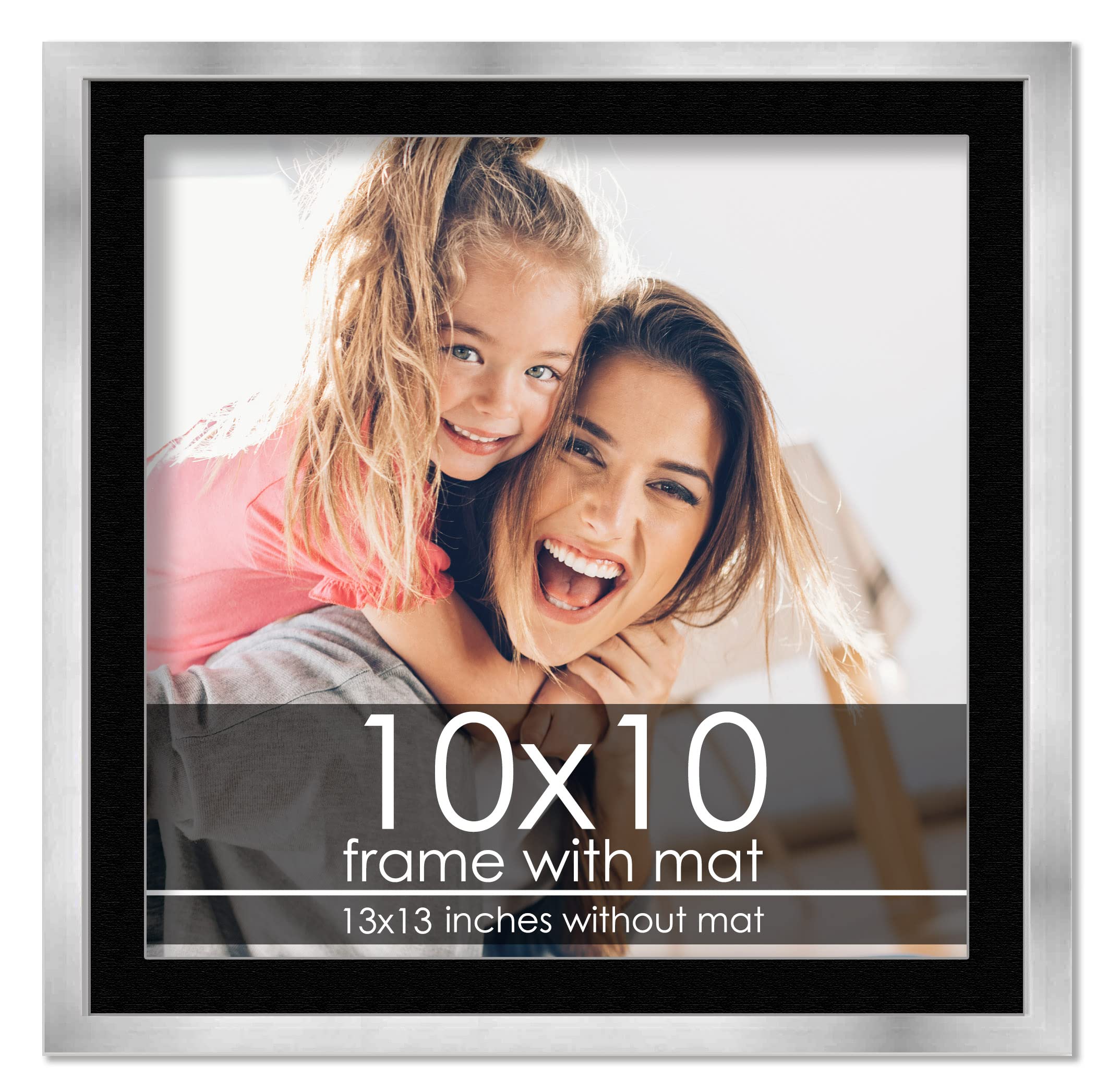 Amazon.com - 10x10 Frame with Mat - Silver 13x13 Frame Wood Made to ...