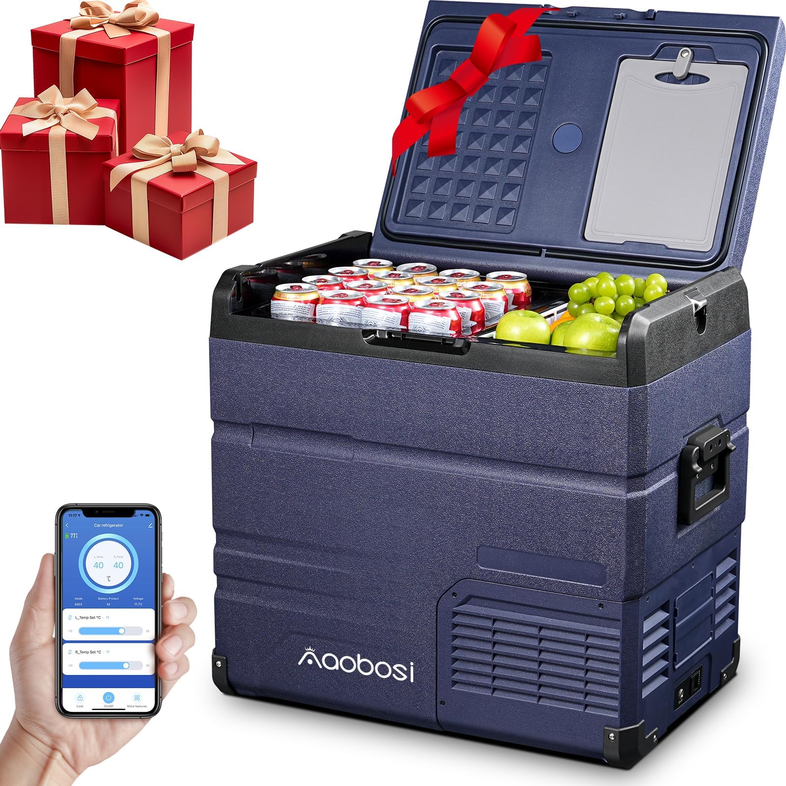 AAOBOSI Compressor Cool Box 55 L, -20°C to 20°C Camping Fridge Dual ...