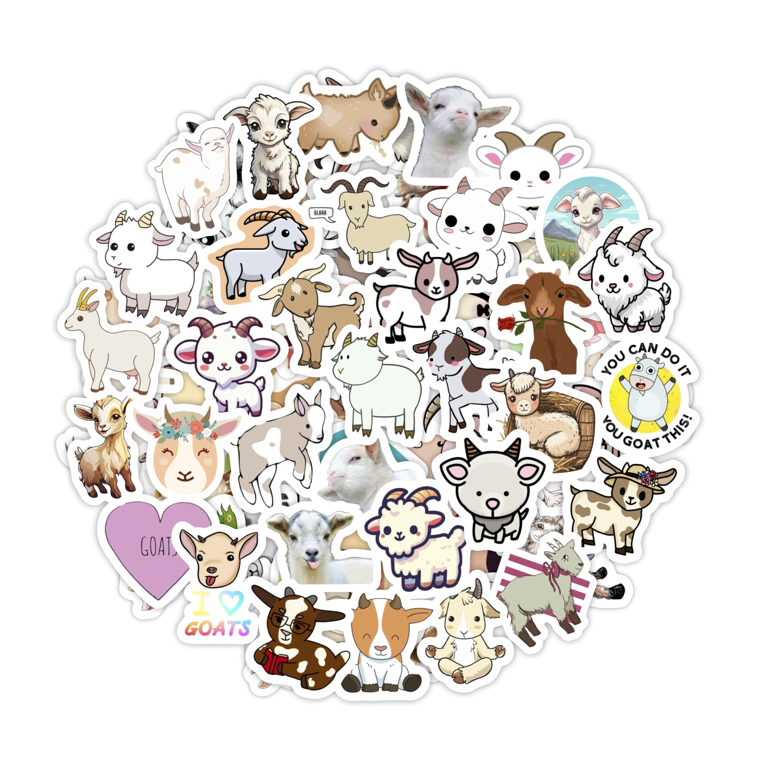 Amazon.com: 100Pcs Cute Goat Stickers for Water Bottle and Laptop ...