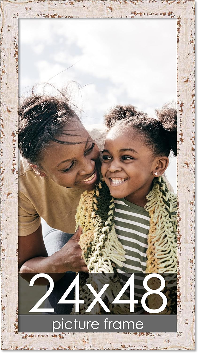 Amazon.com - 24x48 Frame White Rustic Farmhouse - Shabby Chic Wood ...