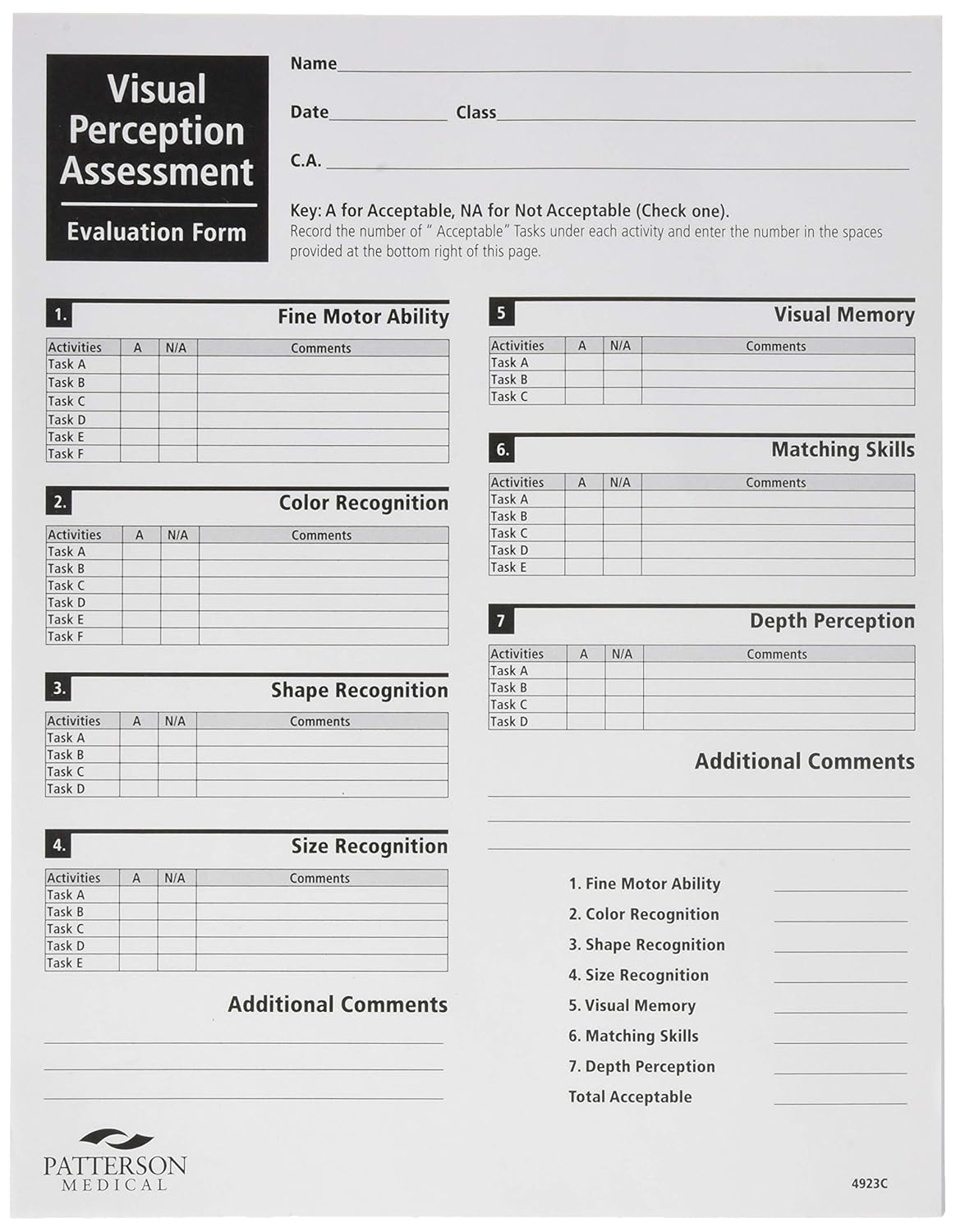 Amazon.com: Sammons Preston 36462 Visual Perception Assessment Forms ...
