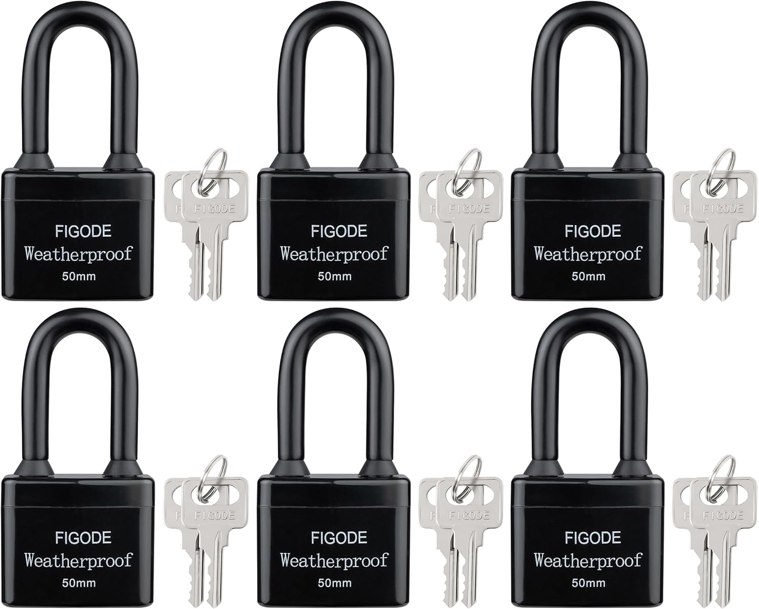 FIGODE® Outdoor Waterproof Padlocks, Covered Heavy Duty Laminated Steel ...